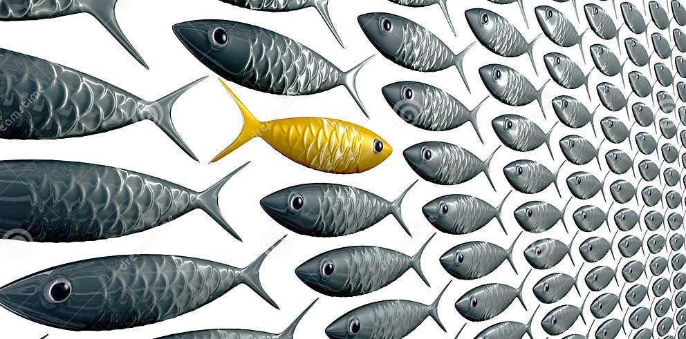Fish School Against the Grain Perspective Stock Illustration ...