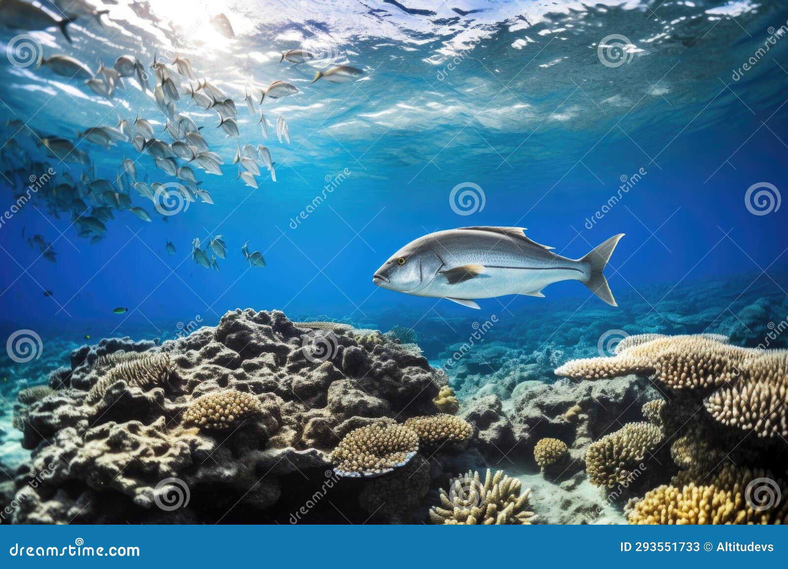 Fish Schooling Around a Coral Reef Versus a Single Fish in Open Water ...