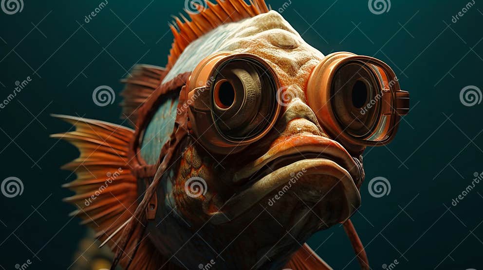 Fish in Scuba Gear, Fish in Scuba Goggles Stock Photo - Image of coral ...