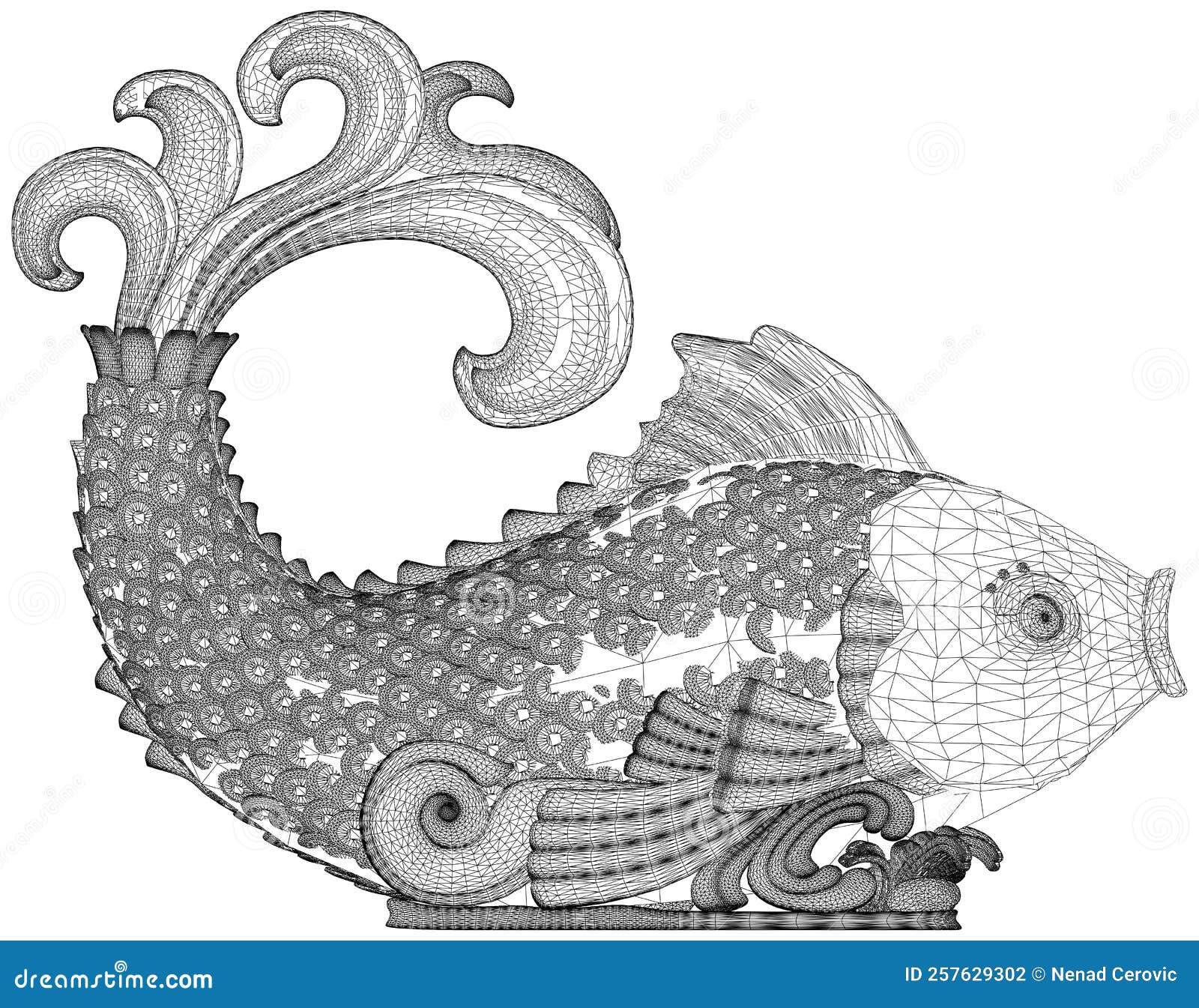 Fish Sculpture Vector. Illustration Isolated on White Background Stock ...