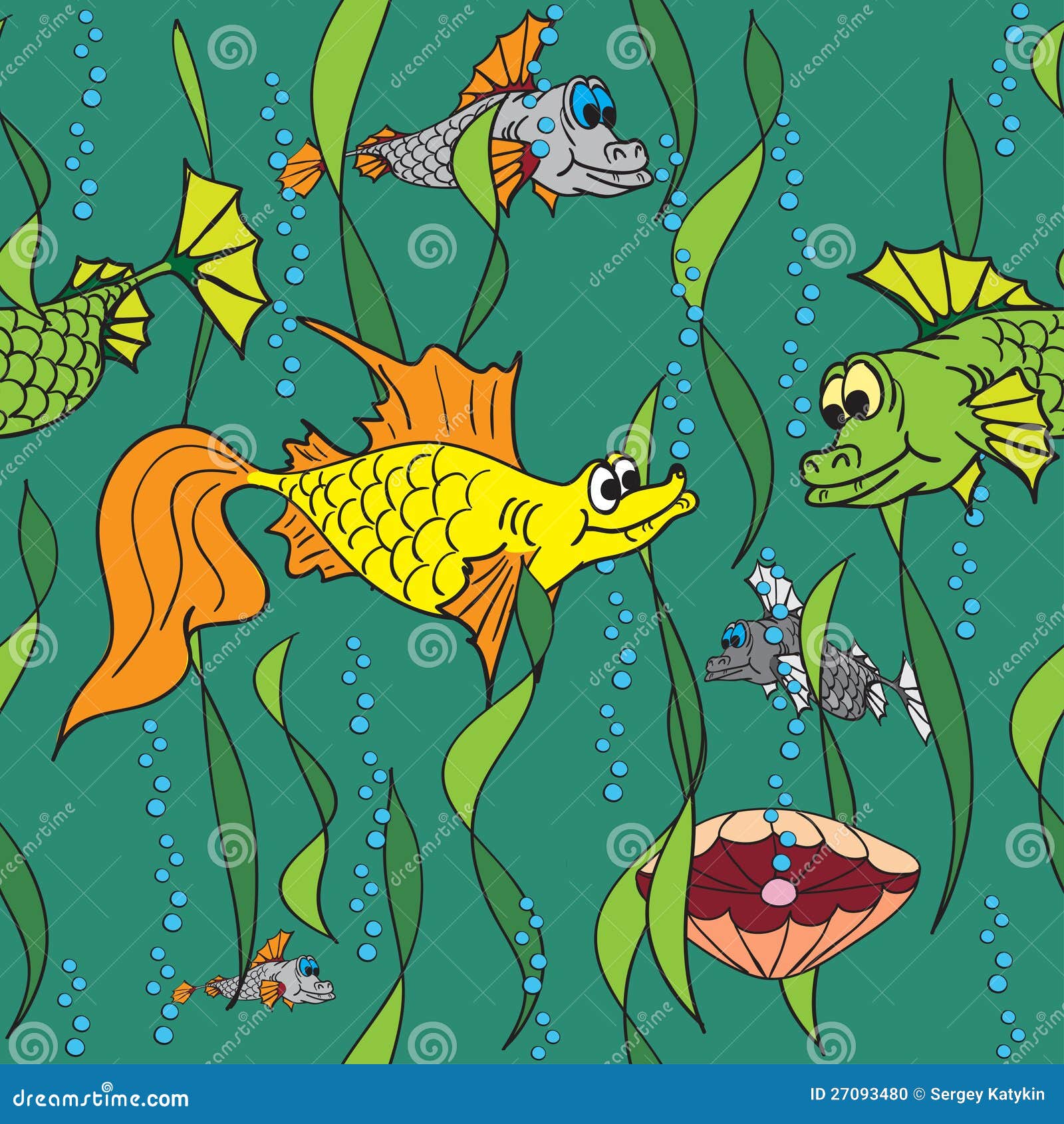 Fish in the Sea. Seamless Texture. Stock Vector - Illustration of ...