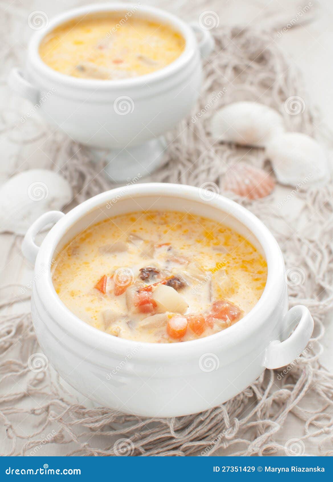 Fish and Seafood Chowder Soup Stock Image - Image of health, domestic ...