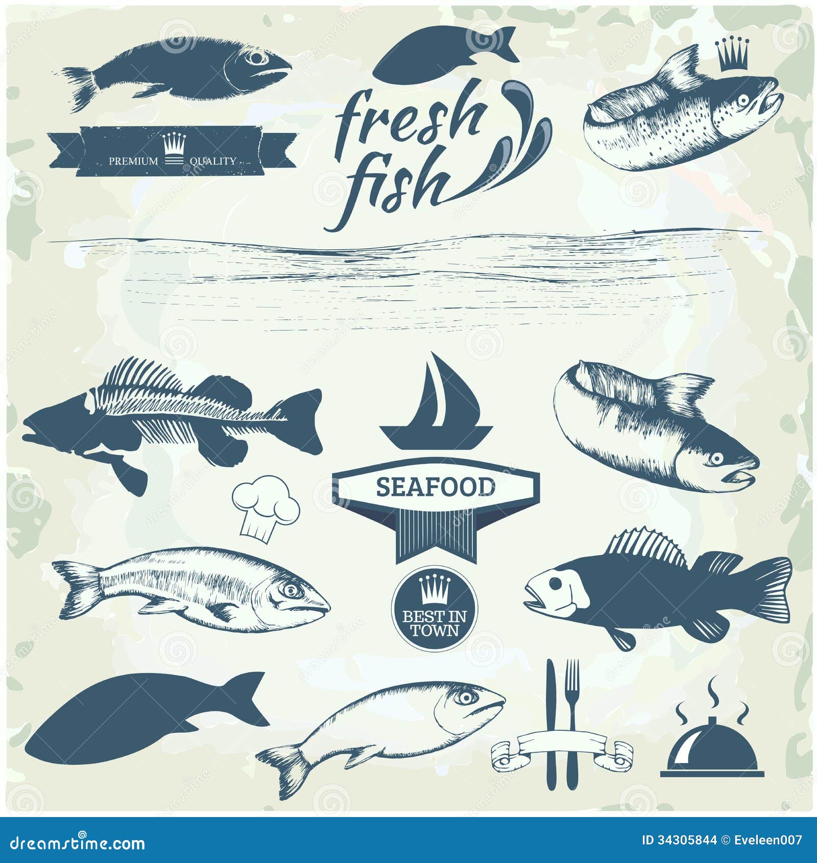 Fish stock vector. Illustration of drawing, silhouette - 34305844