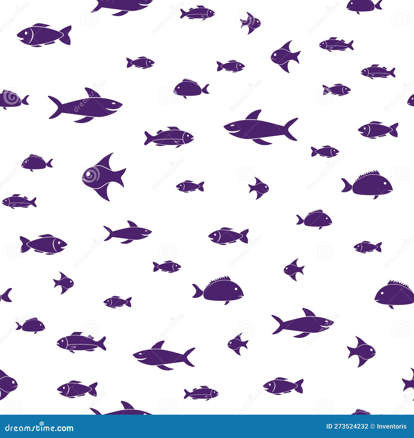 Fish Seamless Pattern Background. Vector Illustration Backdrop. Stock ...