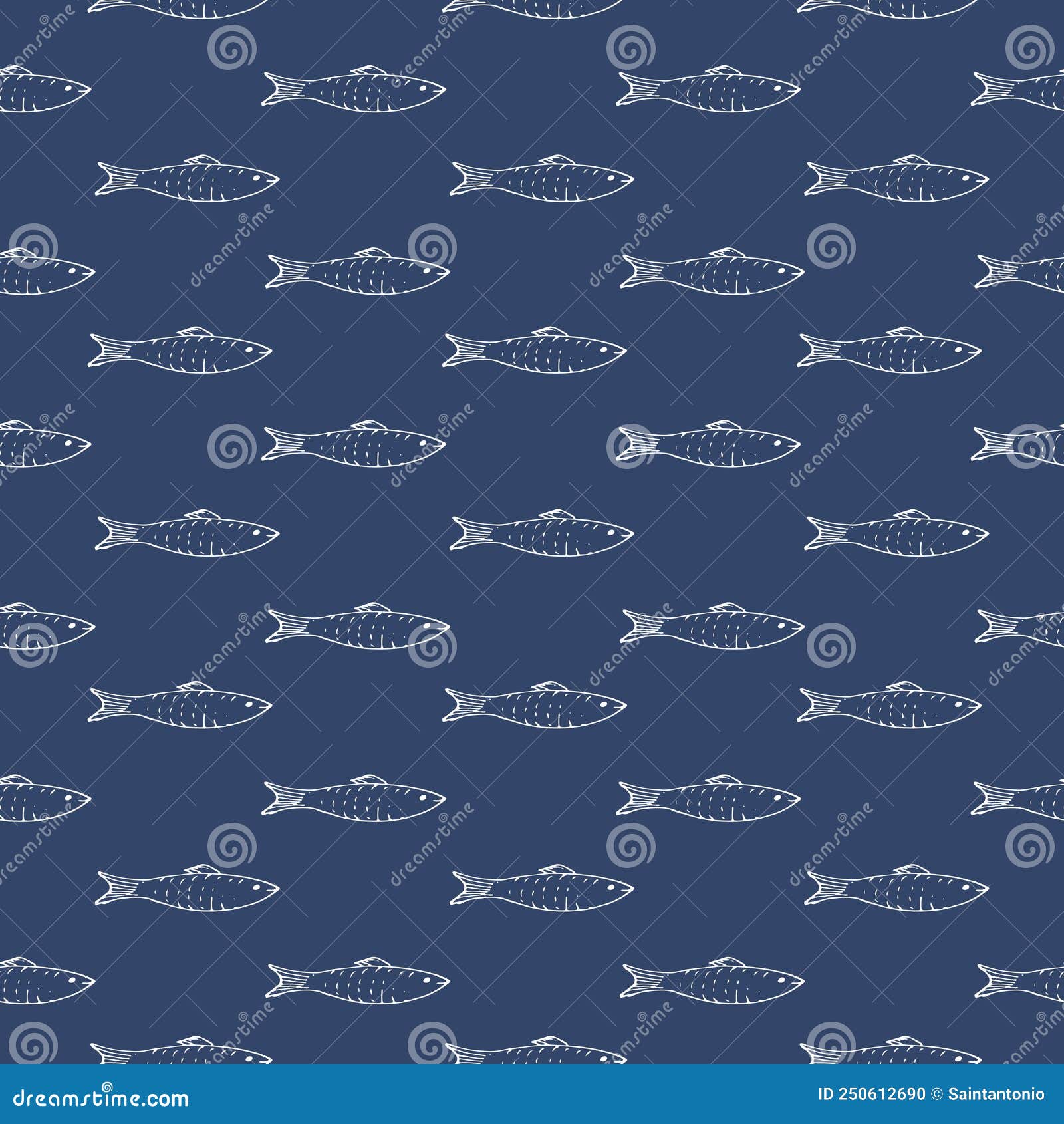 Fish Seamless Pattern. Fish Cartoon Doodle, Vector Illustration Stock ...