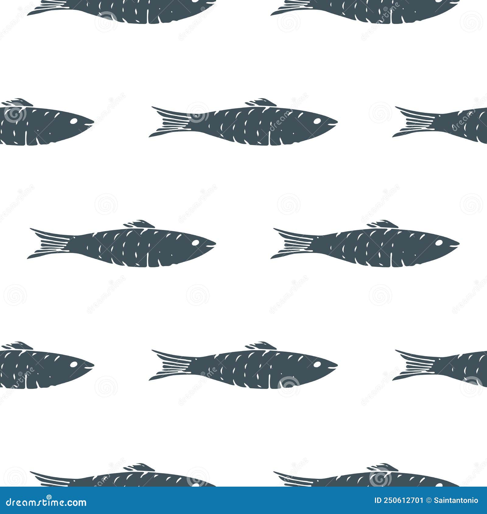Fish Seamless Pattern. Fish Cartoon Doodle, Vector Illustration Stock ...
