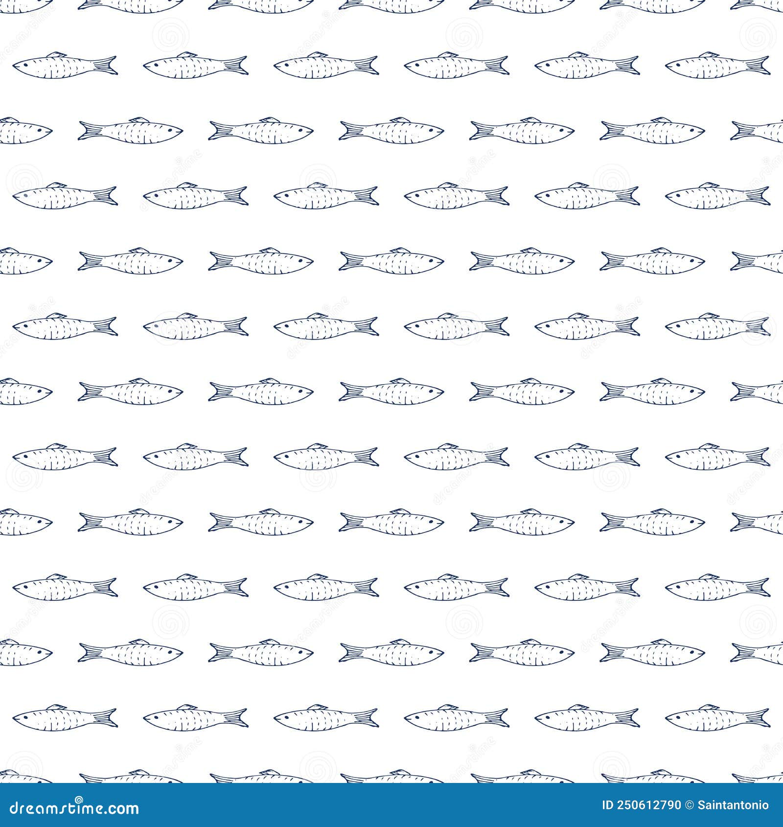Fish Seamless Pattern. Fish Cartoon Doodle, Vector Illustration Stock ...
