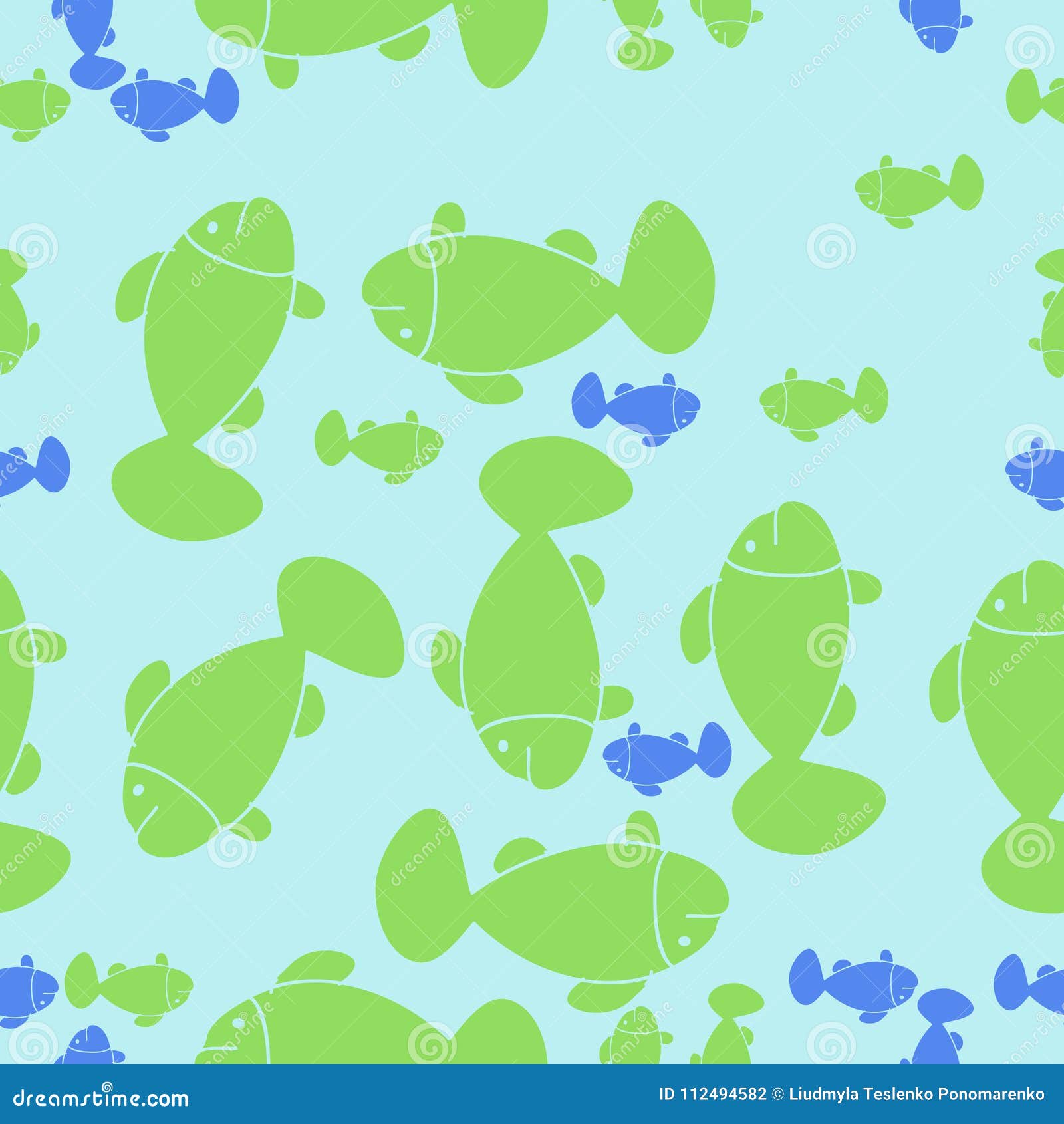 Fish Seamless Pattern, Spots. Hand Drawn. Stock Vector - Illustration ...