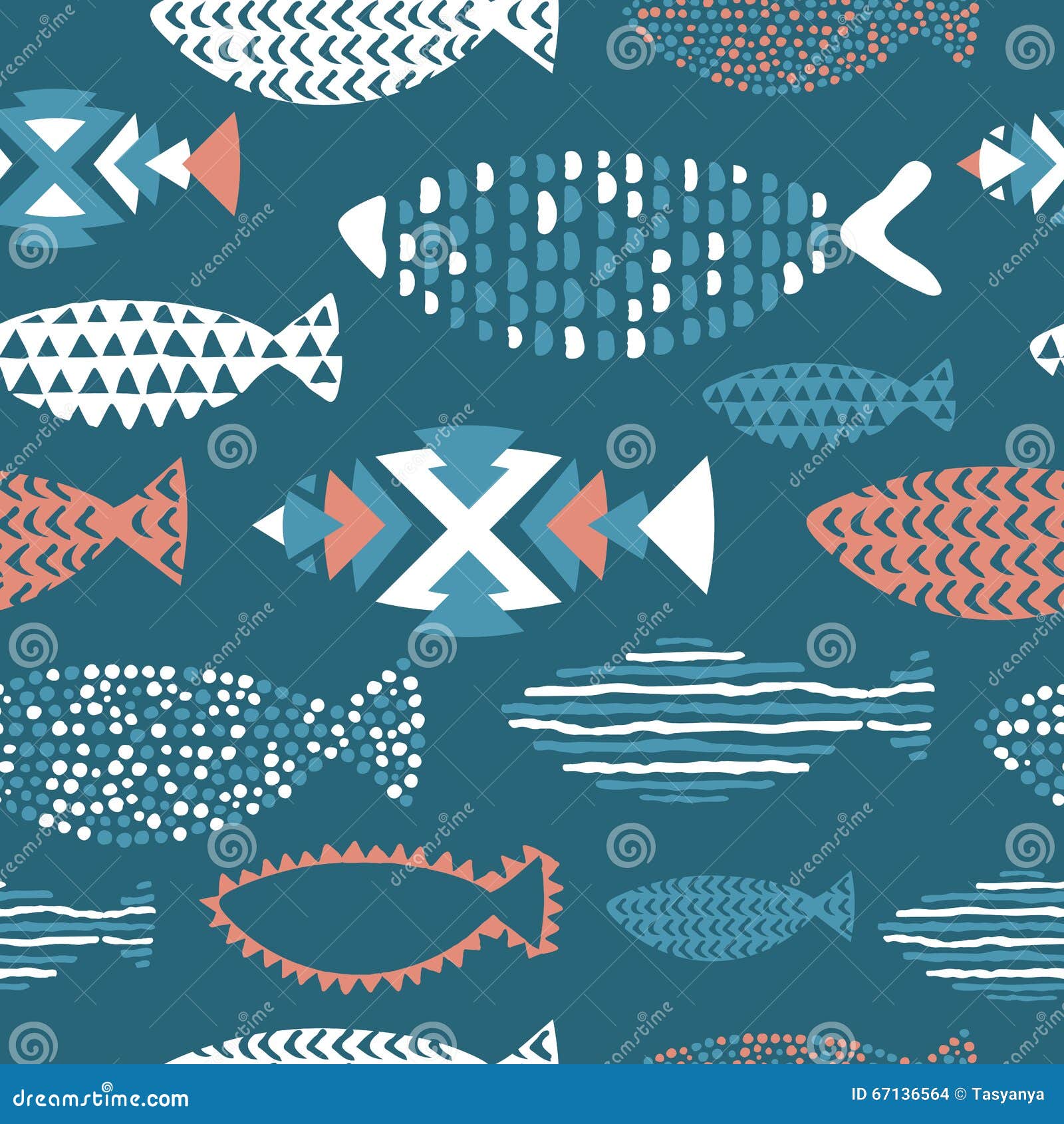 Fish seamless pattern stock vector. Illustration of moving - 67136564