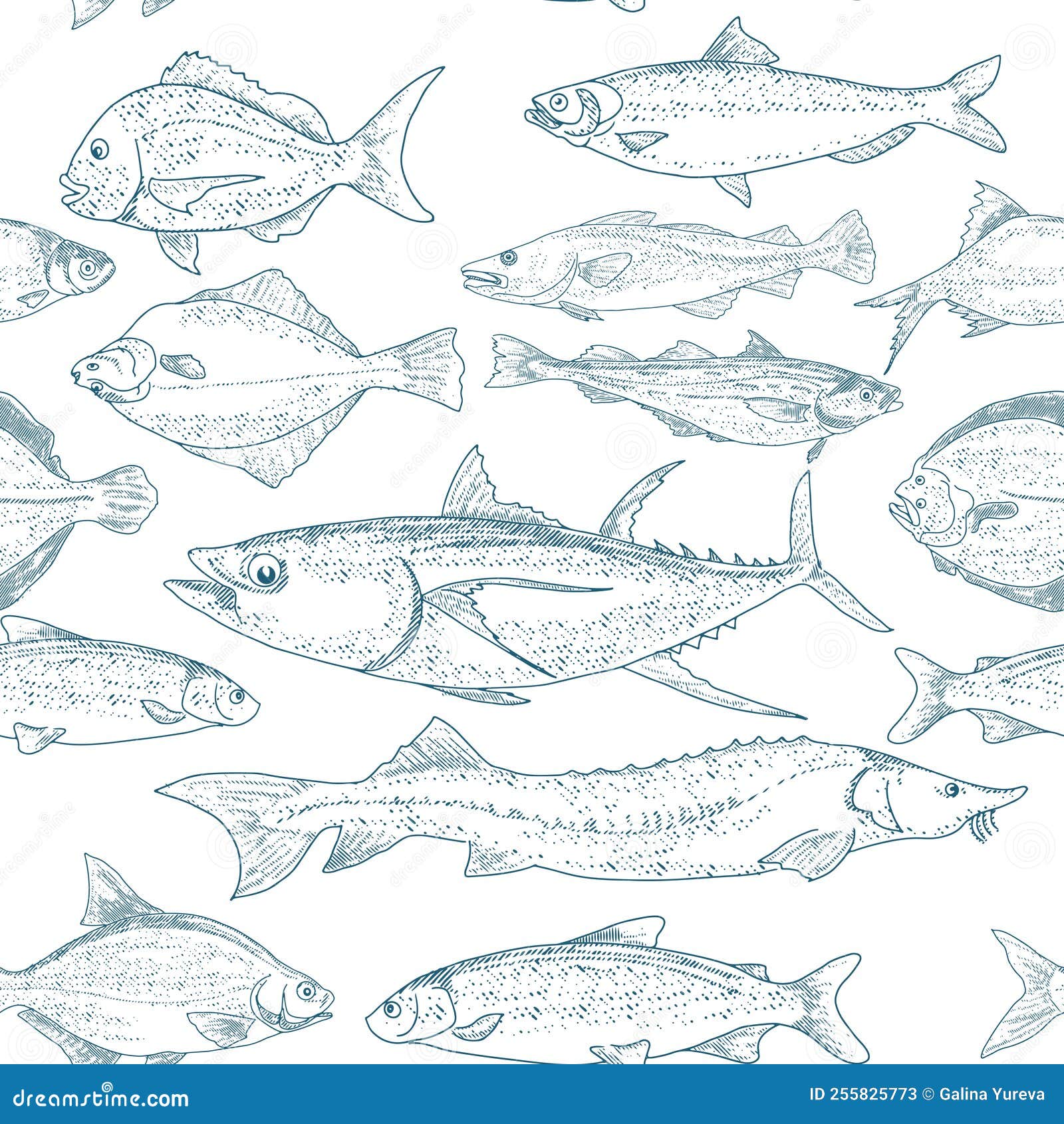 Fish Seamless Pattern stock vector. Illustration of water - 255825773