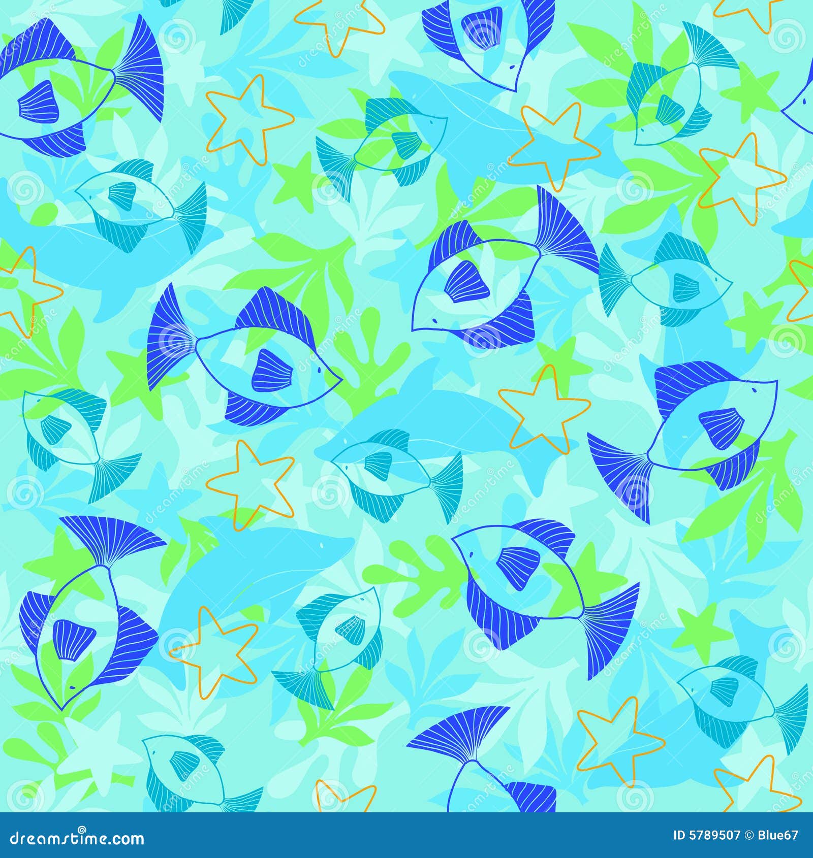 Fish Seamless Pattern. Colordul Fish With Stripes Ans Dots. Vector ...