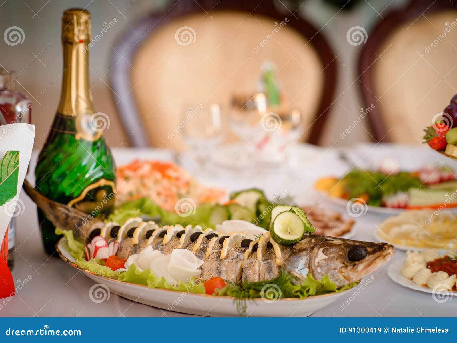 Fish served in restaurant stock image. Image of fried - 91300419