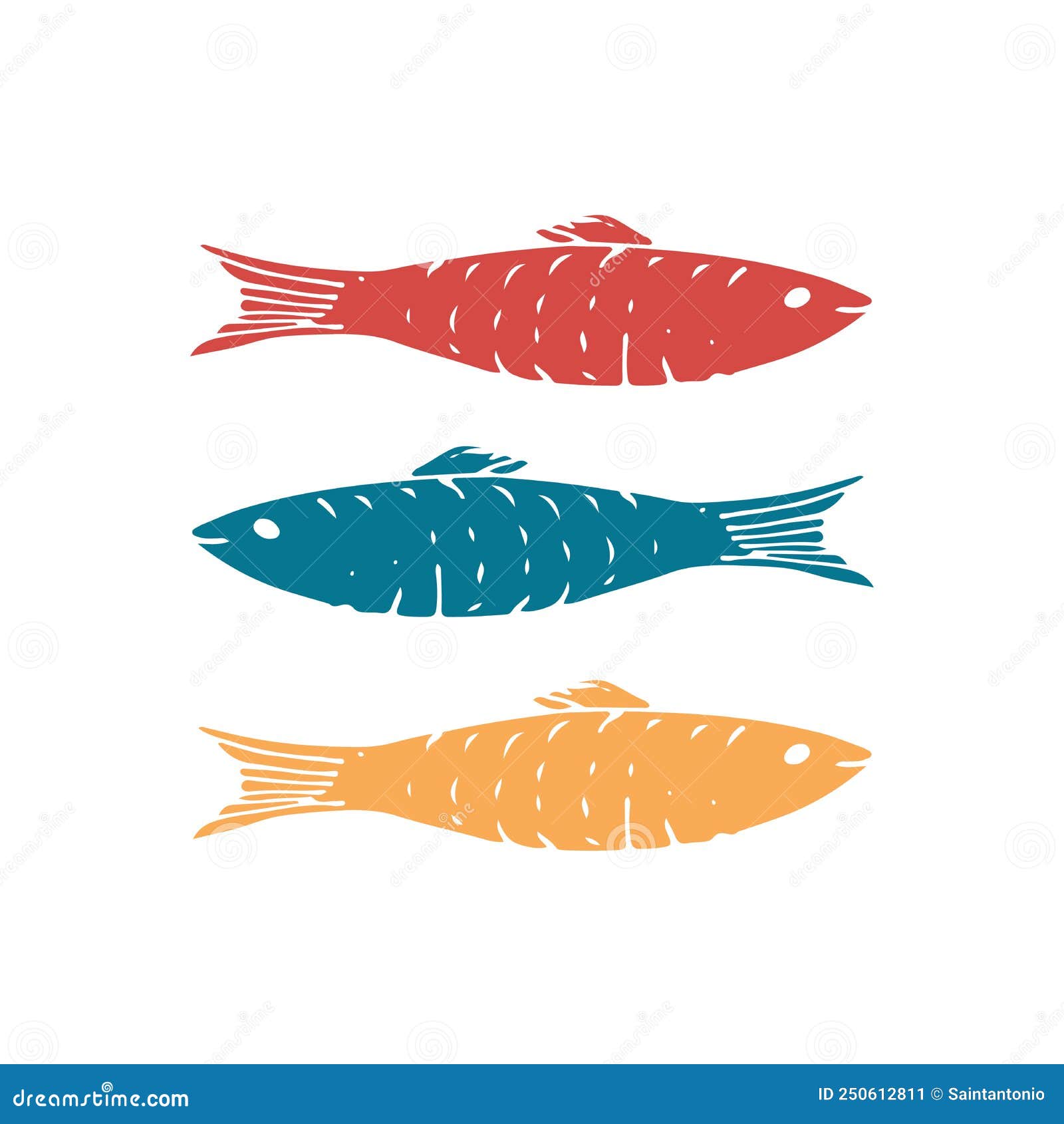 Fish Set, Cartoon Fish Sketch Doodle, Vector Illustration Stock Vector ...
