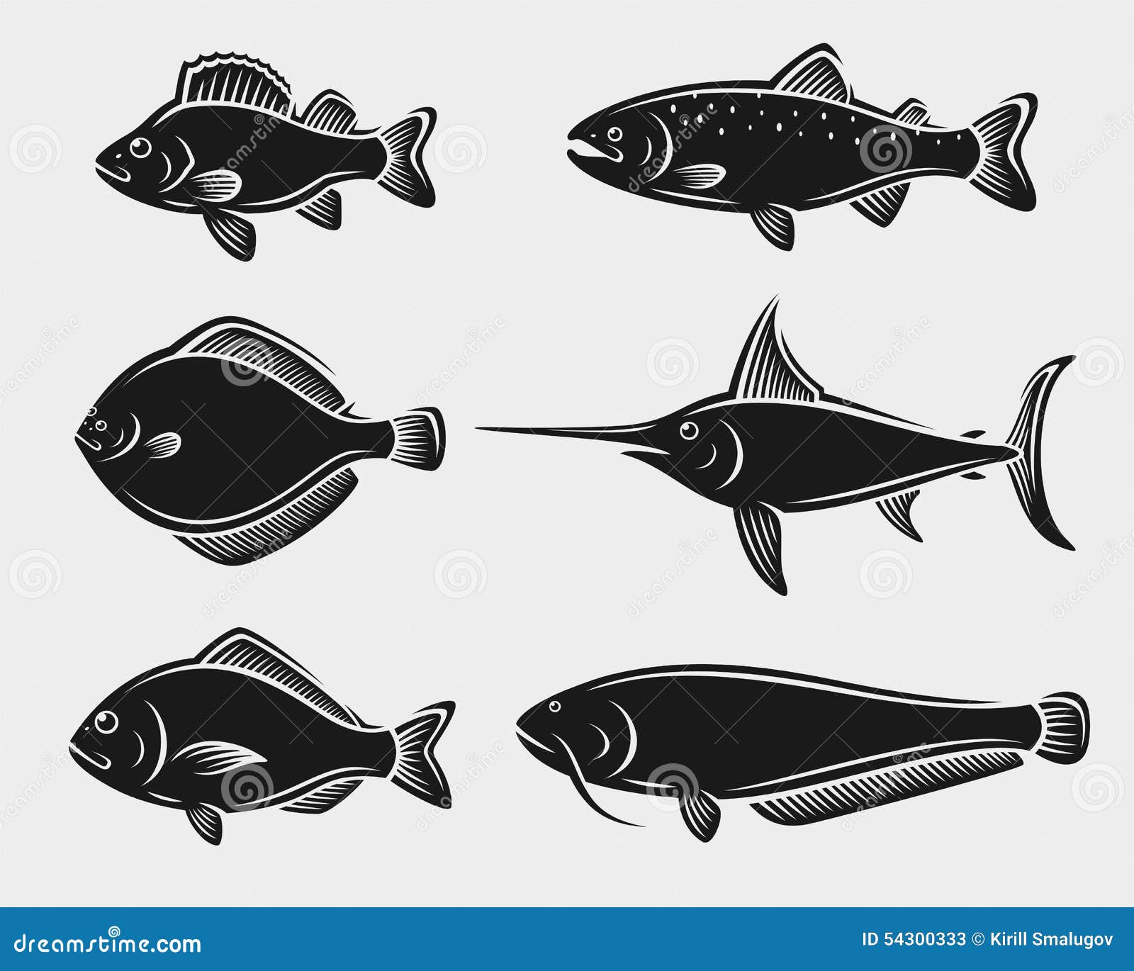 Fish set. Vector stock vector. Illustration of market - 54300333