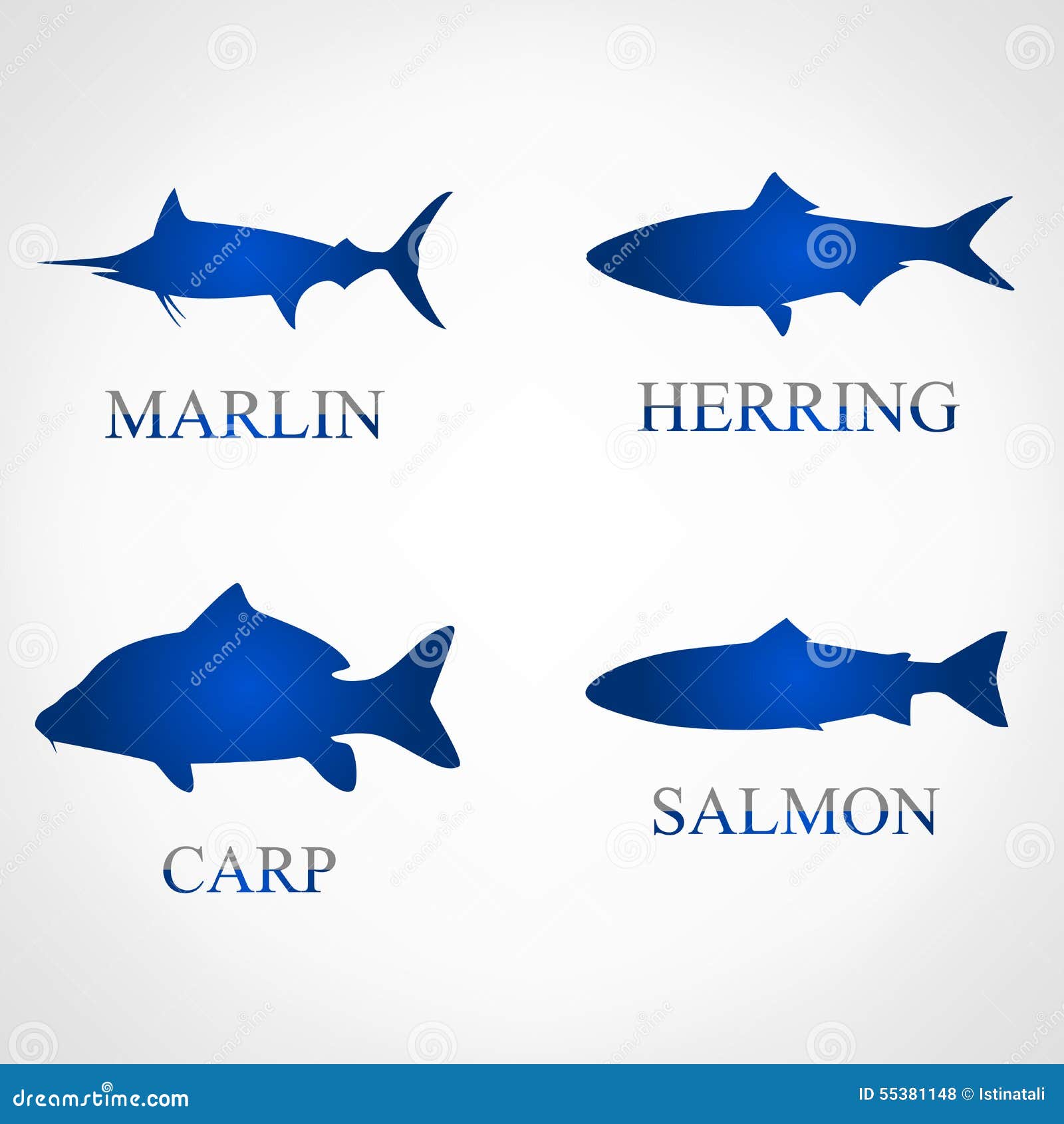 Fish Set. Vector Illustration. Stock Vector - Illustration of marine ...