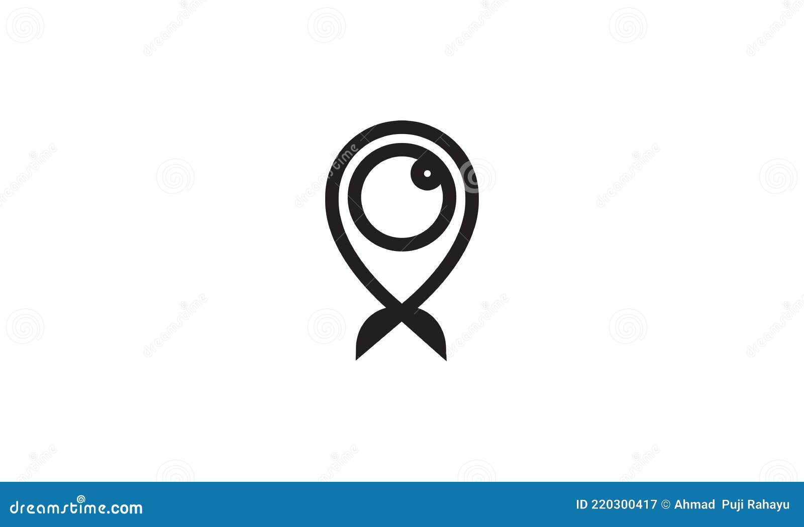 Fish Shape with Pin Map Location Logo Symbol Vector Icon Illustration ...