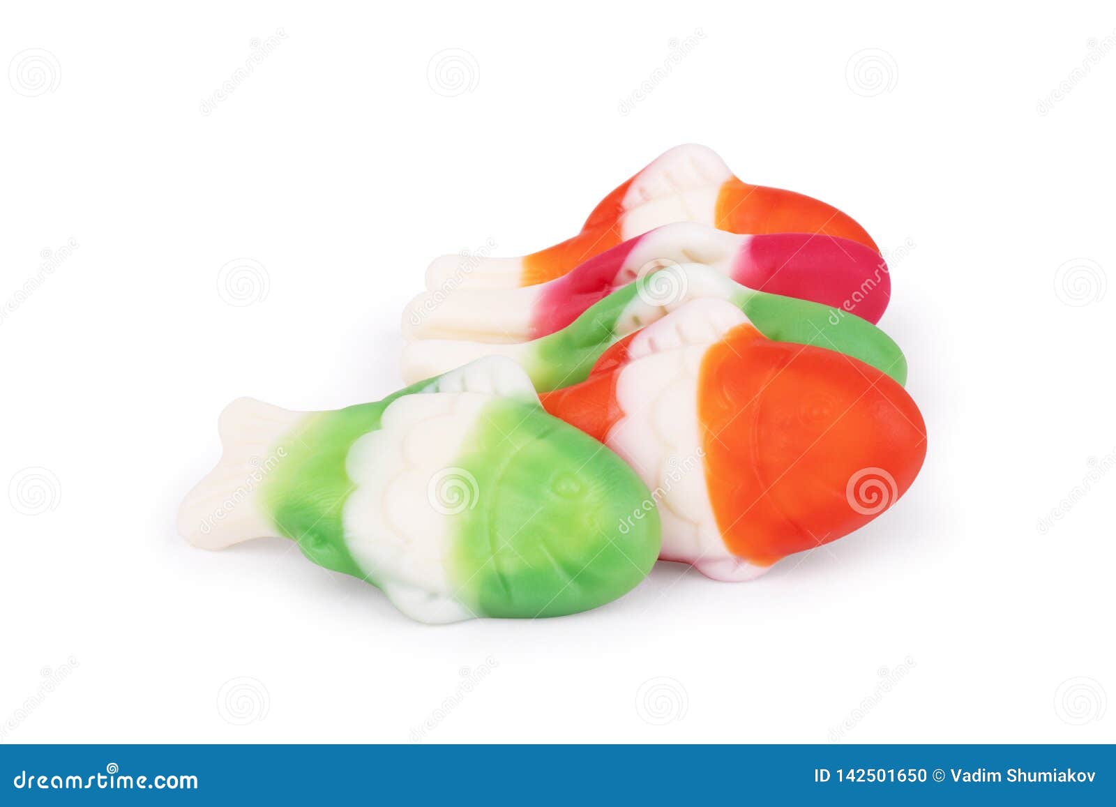 Fish Shaped Gummies on White Background Stock Photo - Image of jelly ...