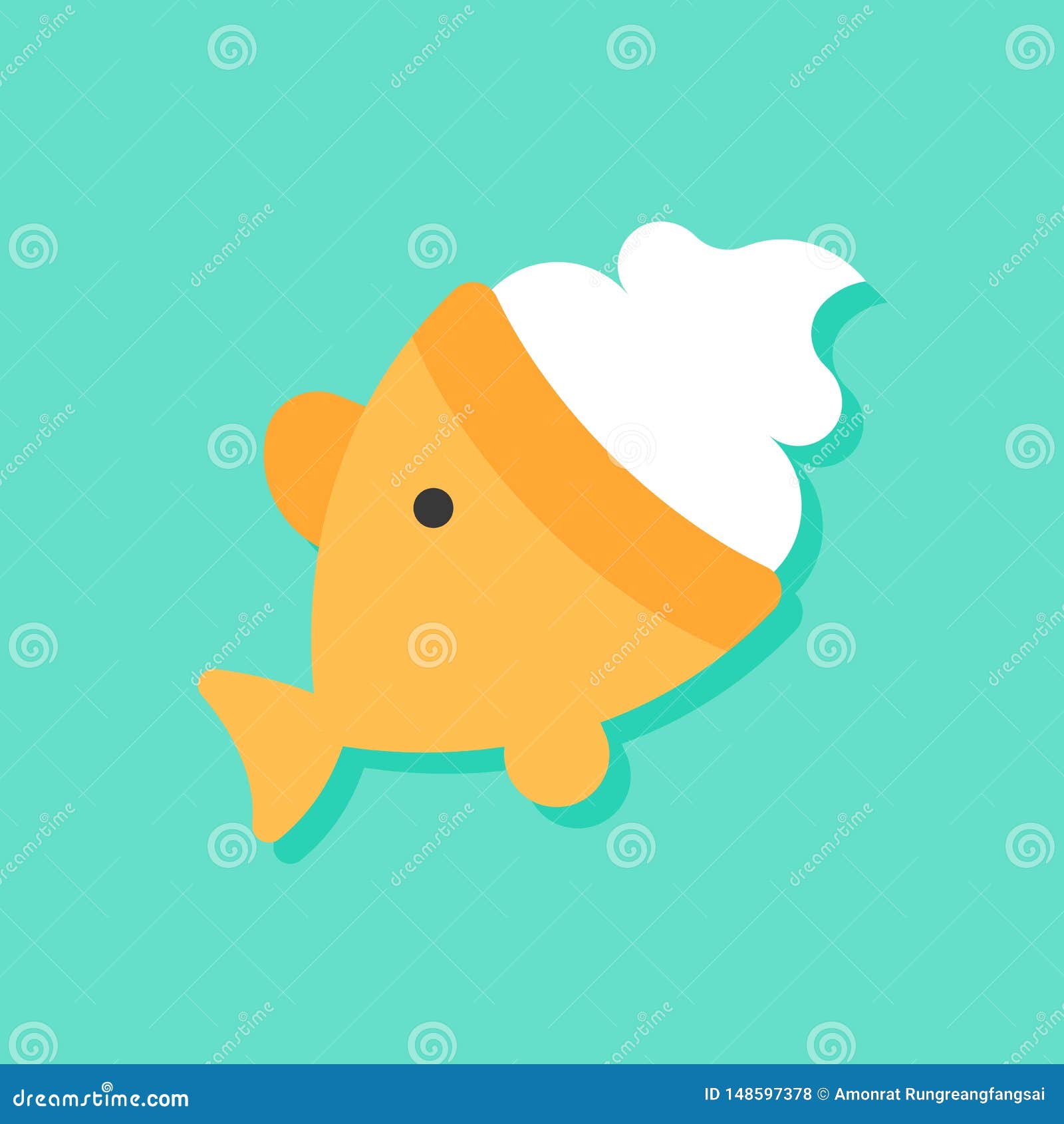 Fish-Shaped Ice Cream Vector Illustration, Sweets Flat Style Icon Stock ...