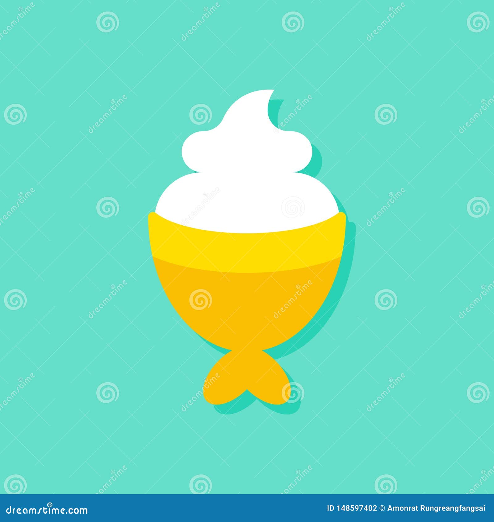 Fish-Shaped Ice Cream Vector Illustration, Sweets Flat Style Icon Stock ...