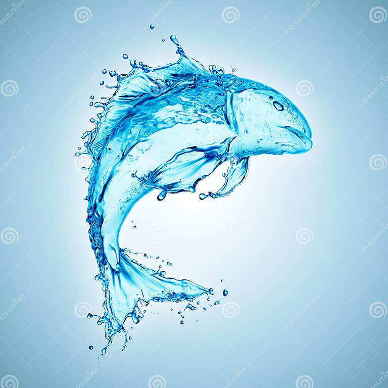 Fish shaped water splash stock illustration. Illustration of droplets ...