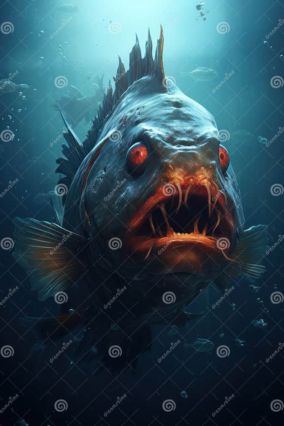 A fish with sharp teeth stock illustration. Illustration of teeth ...