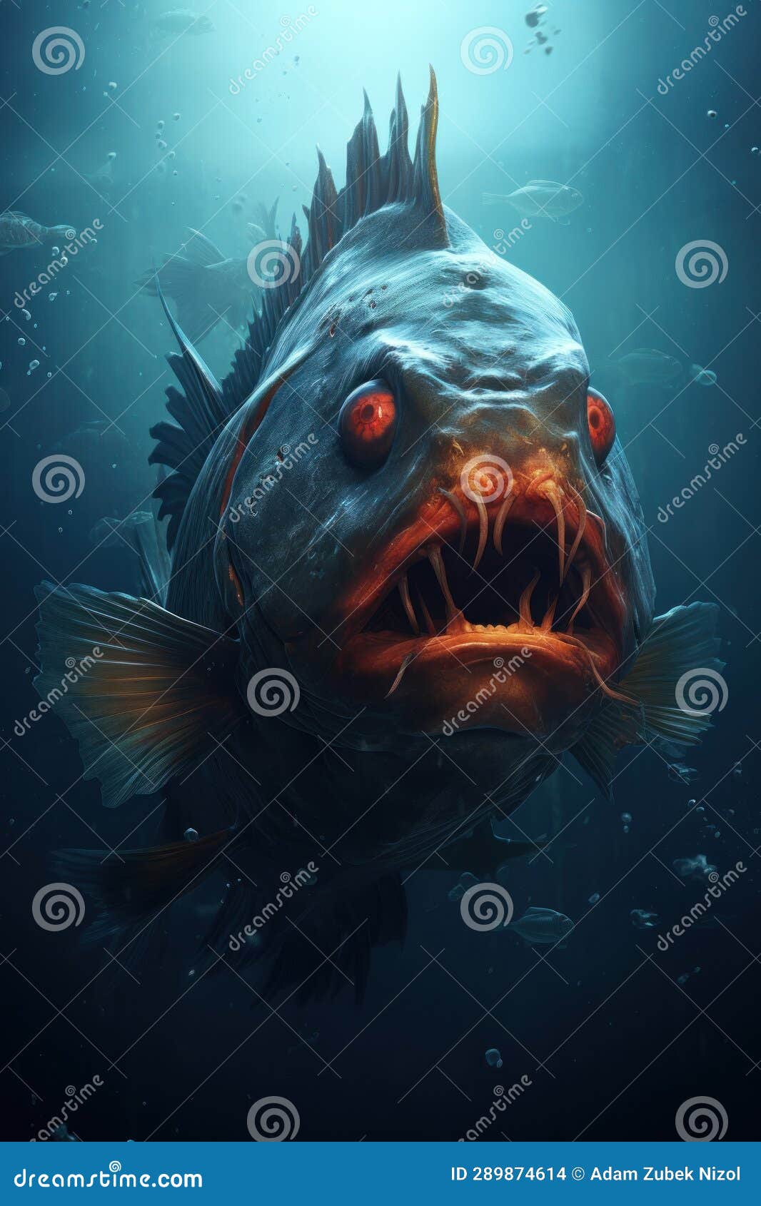 A fish with sharp teeth stock illustration. Illustration of teeth ...