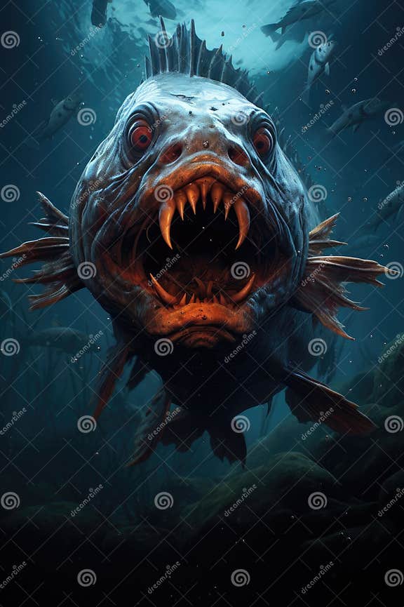 A fish with sharp teeth stock illustration. Illustration of aquarium ...