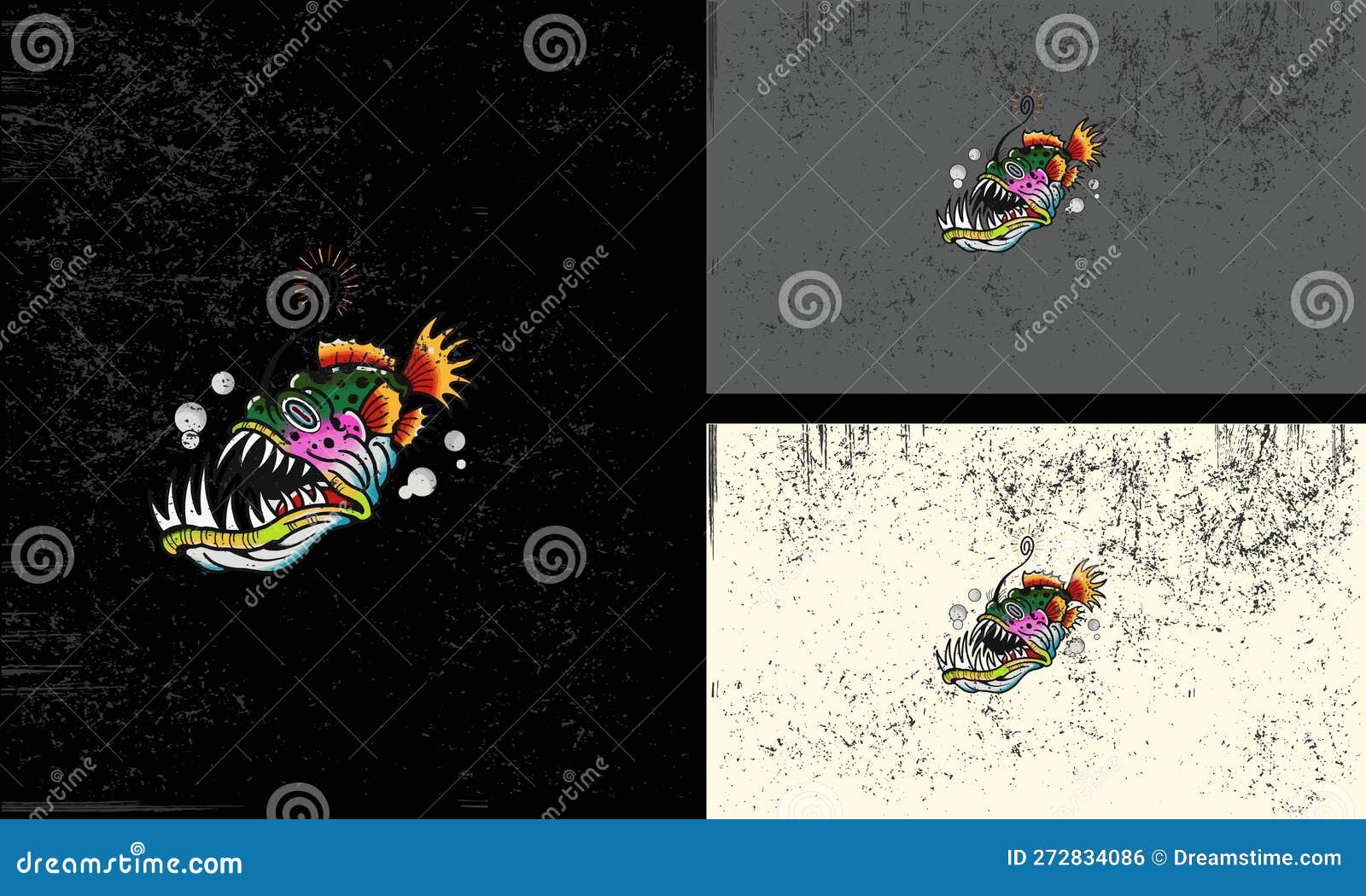 Fish with Sharp Teeth Vector Mascot Design Stock Vector - Illustration ...