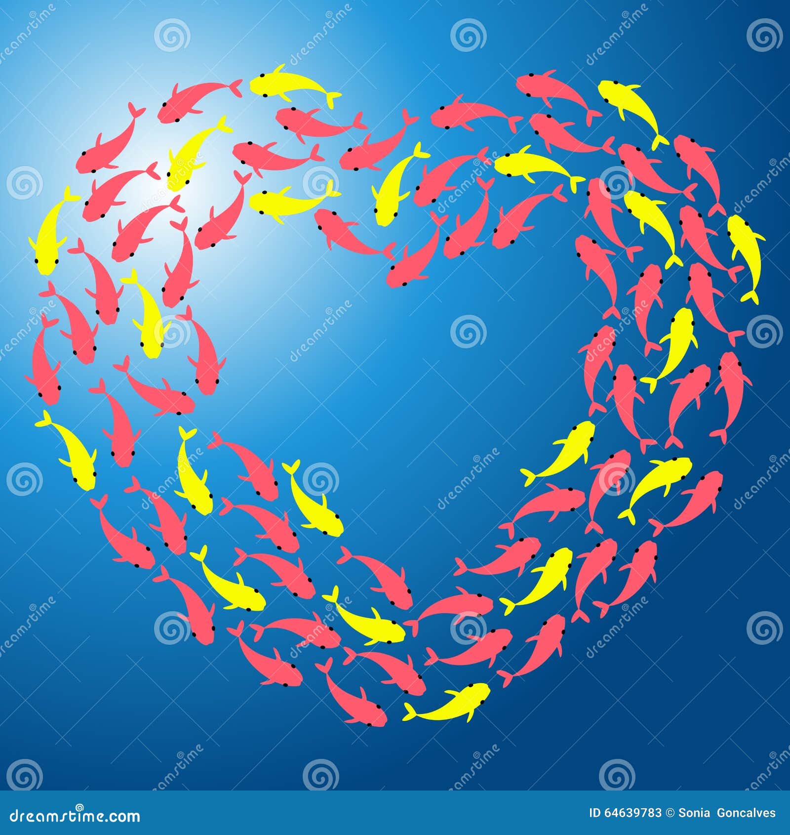 Fish shoal forming heart stock vector. Illustration of water - 64639783