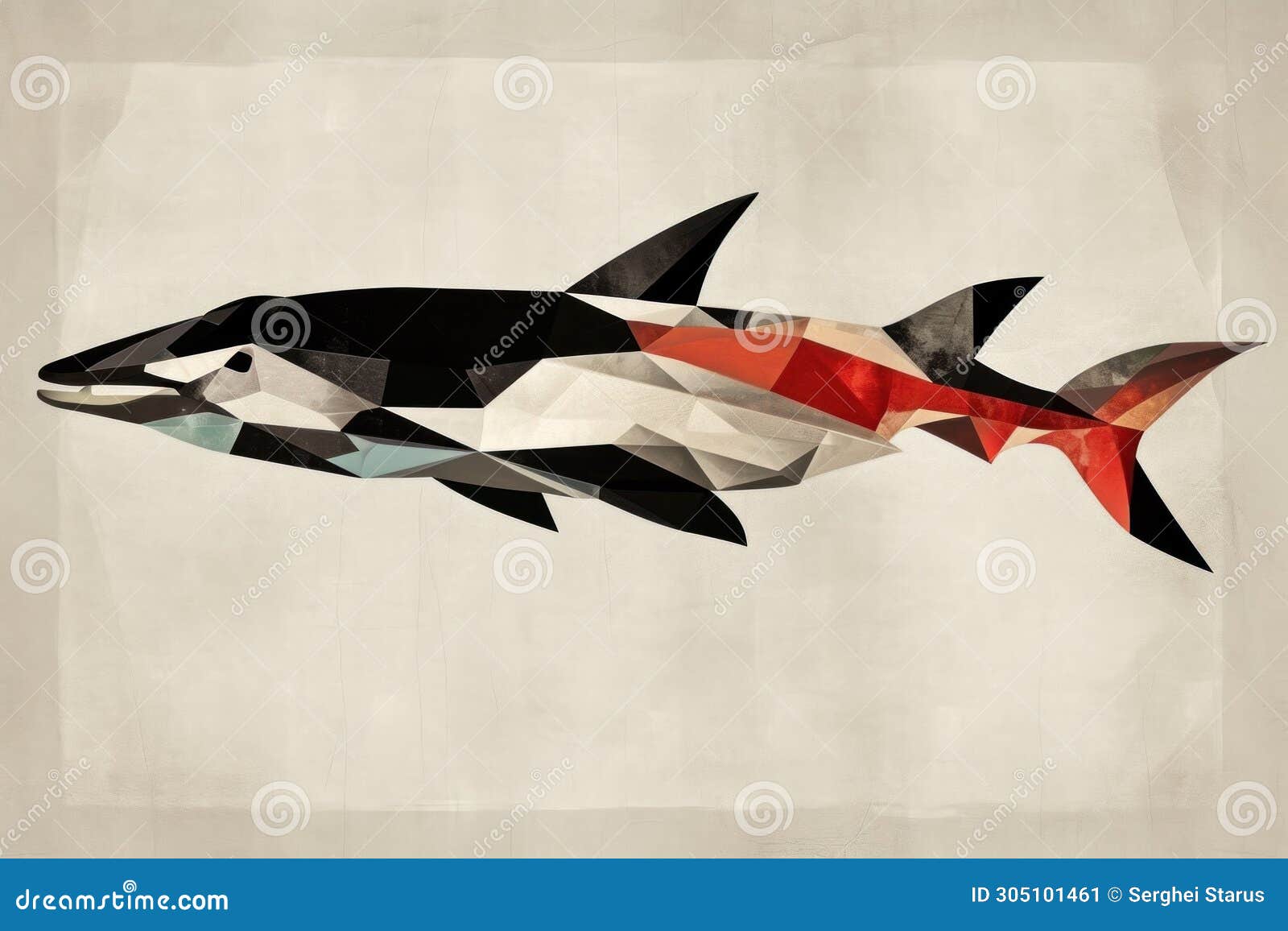 A Fish is Shown in a Geometric Pattern on the Wall, AI Stock ...