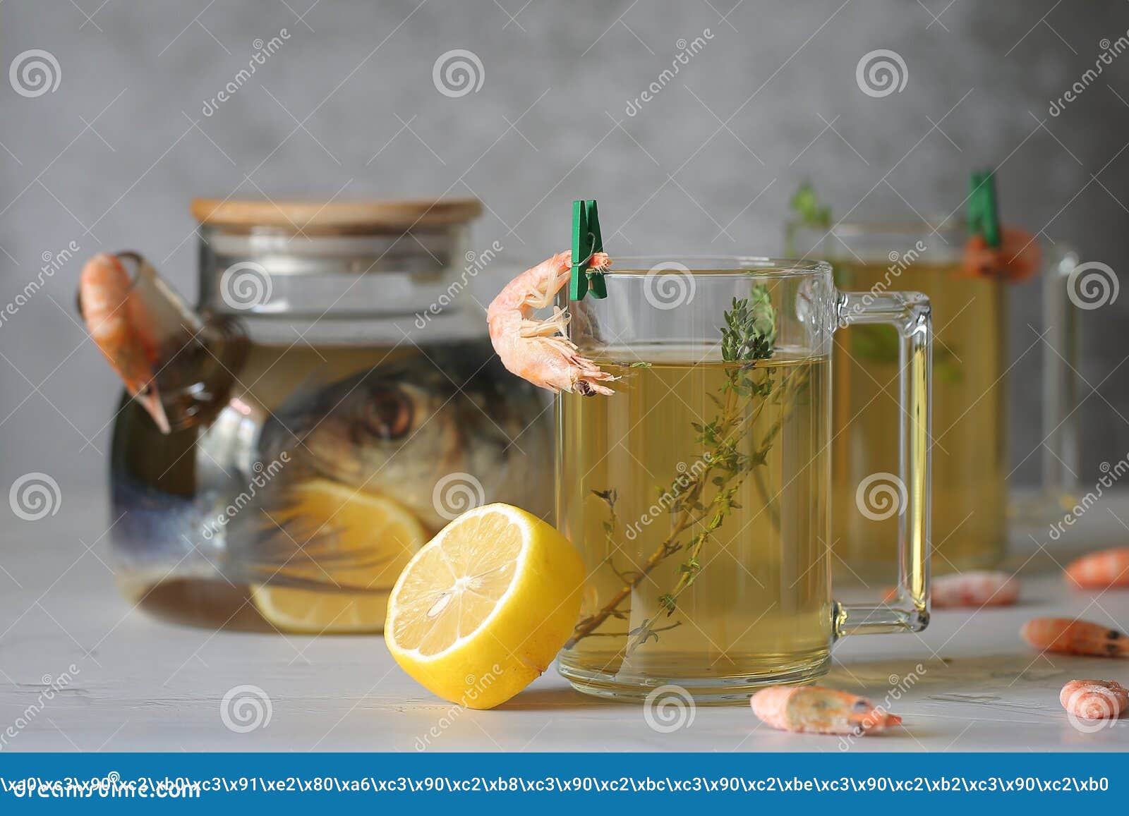 Fish and Shrimp Tea is on the Table Stock Image - Image of appetizer ...