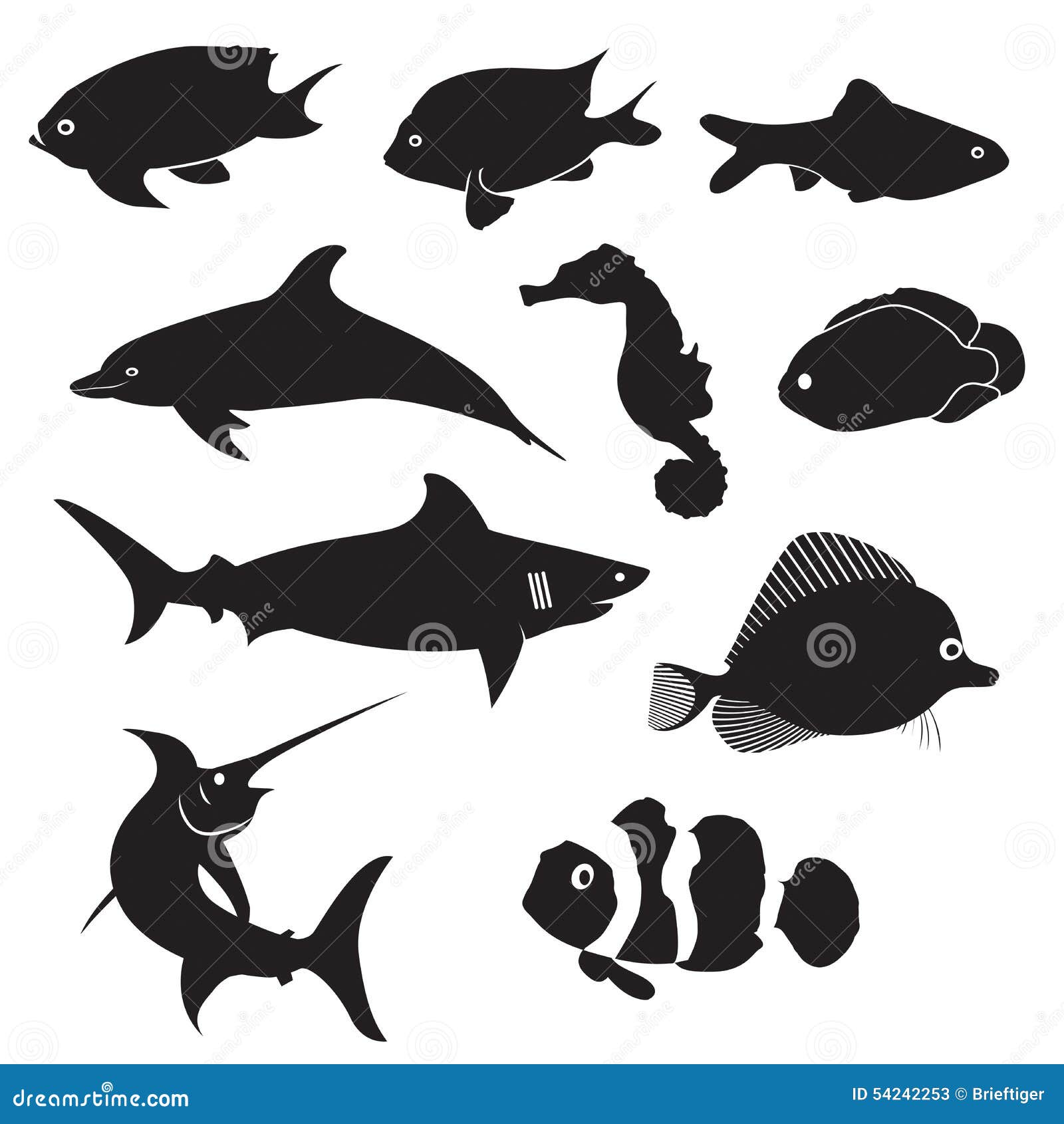 Fish Silhouettes Cartoon Vector | CartoonDealer.com #9061549