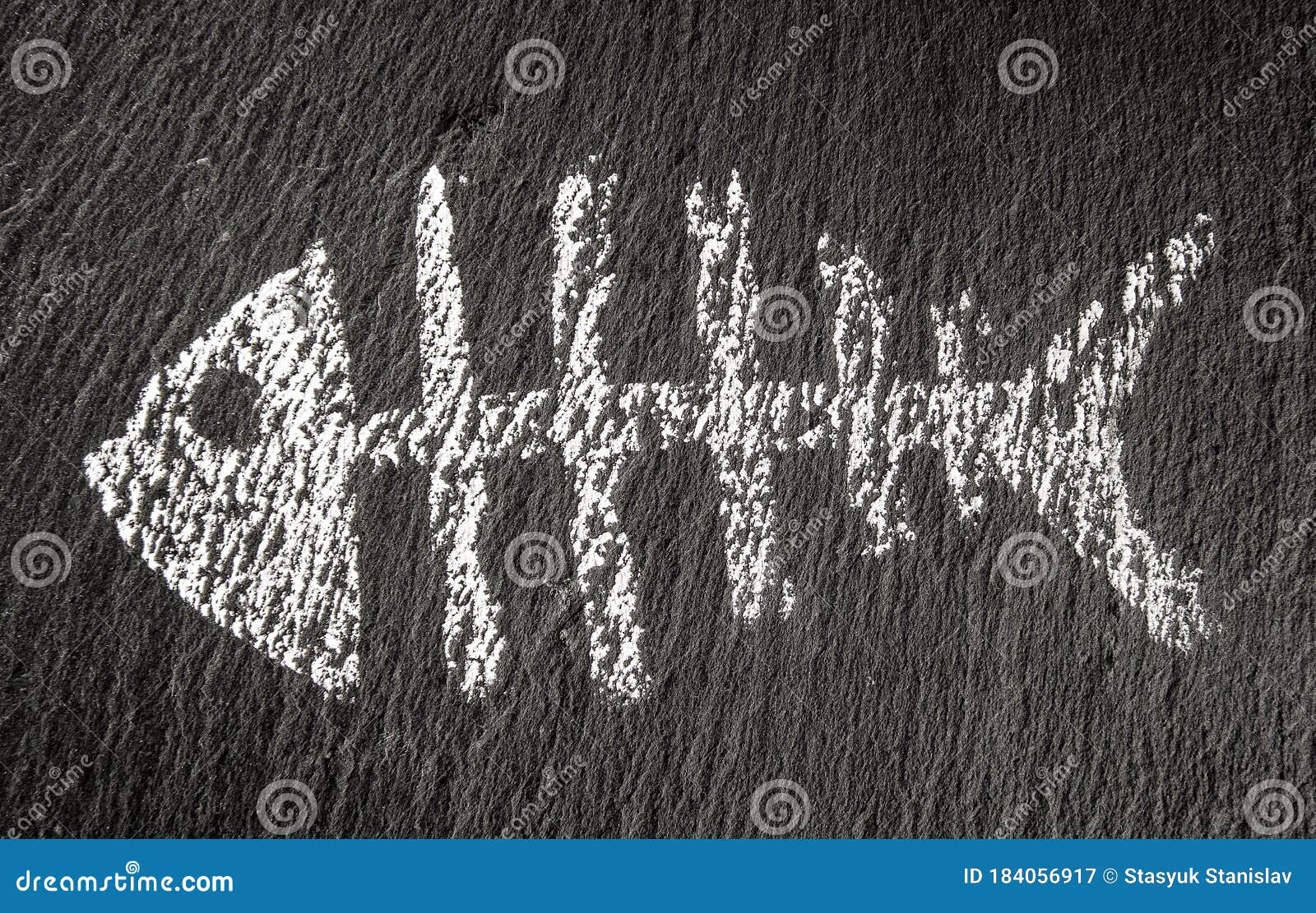 Fish skeleton chalk stock image. Image of board, blackboard - 184056917