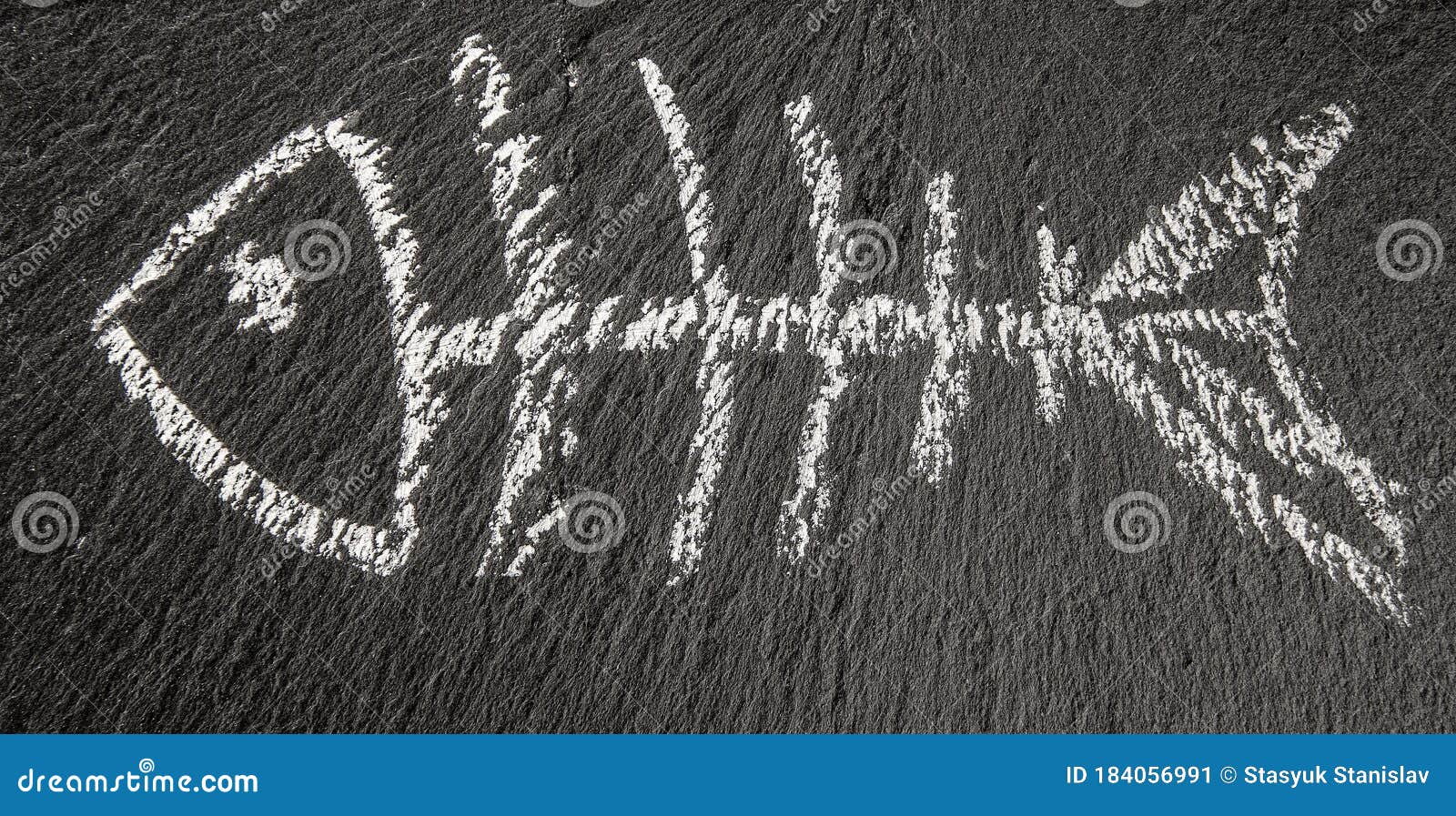 Fish skeleton chalk stock image. Image of hand, decor - 184056991