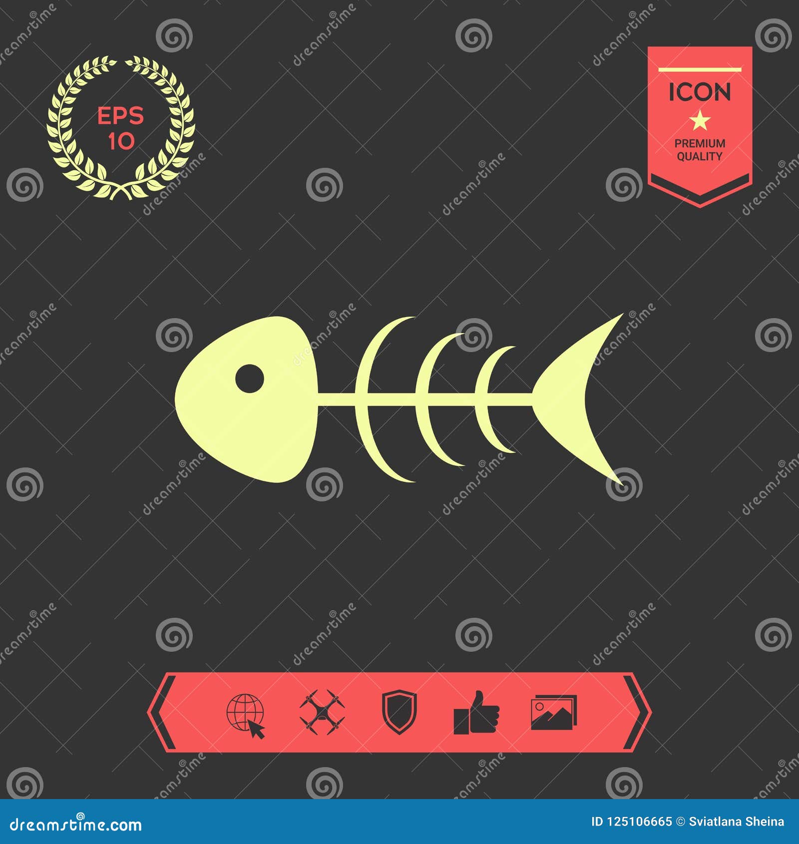 Fish Skeleton Icon . Graphic Elements for Your Design Editorial Image ...