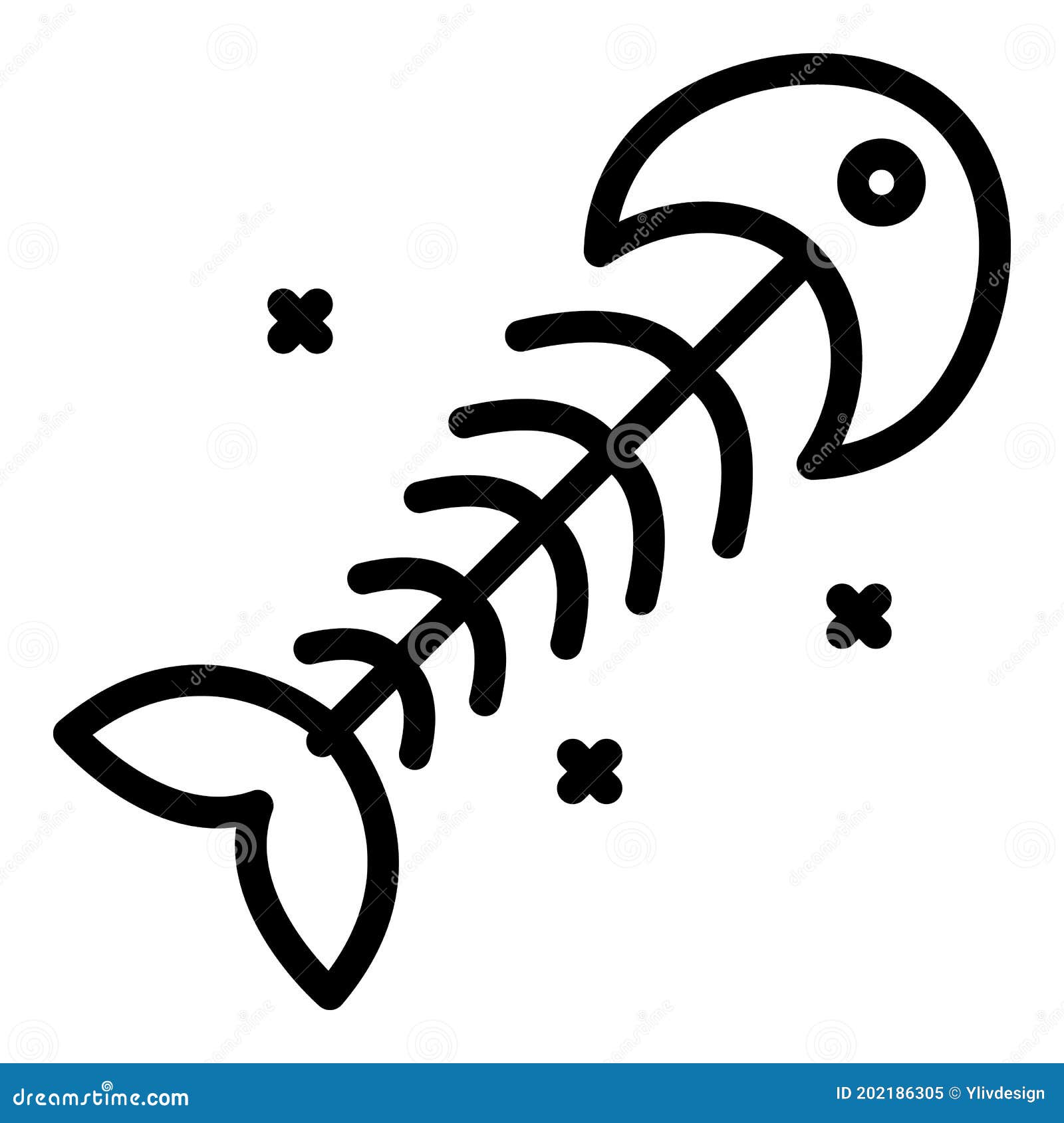 Fish Skeleton Icon, Outline Style Stock Vector - Illustration of ...