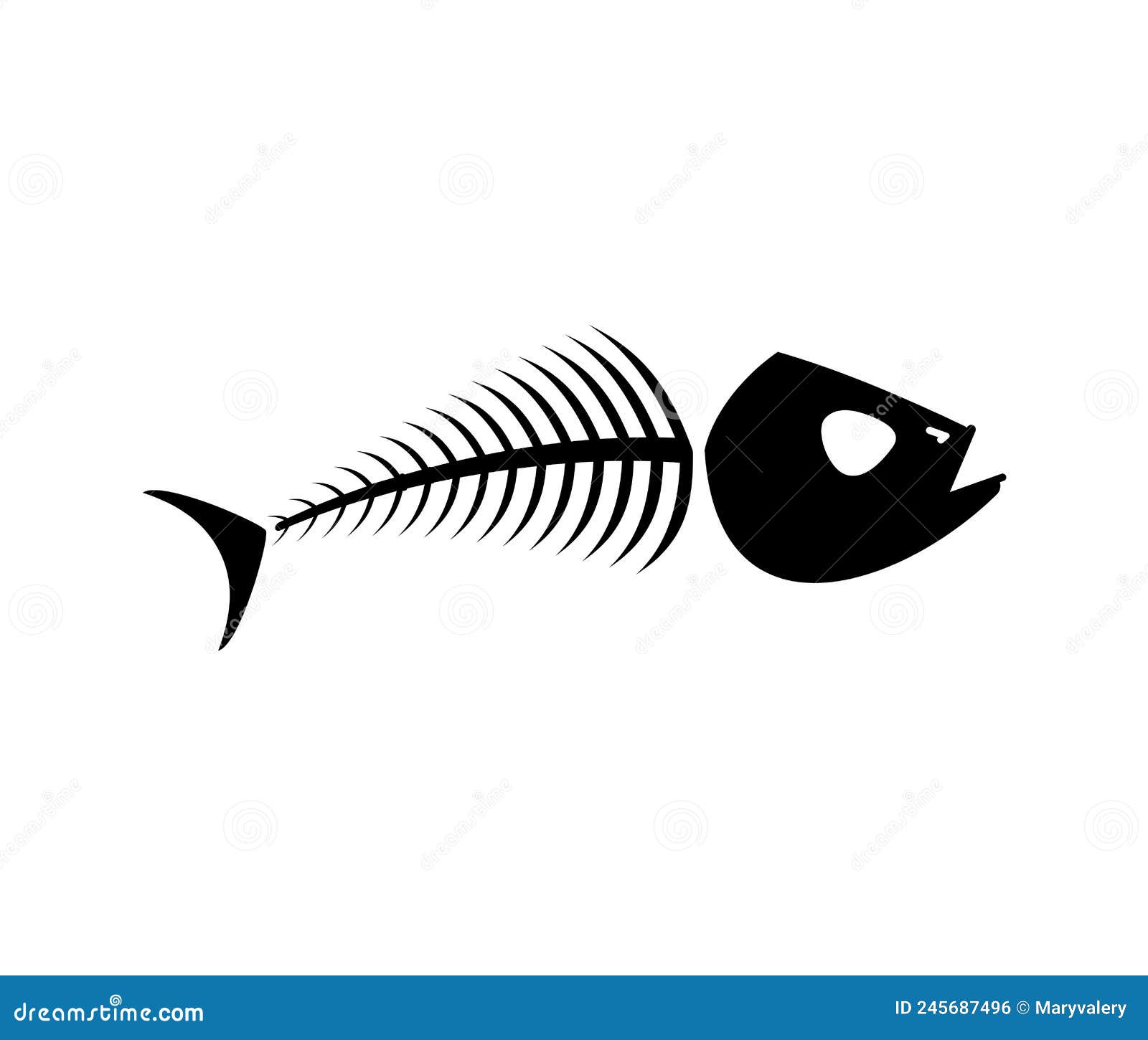 Fish Skeleton Isolated. Fish Skull Stock Vector - Illustration of ...