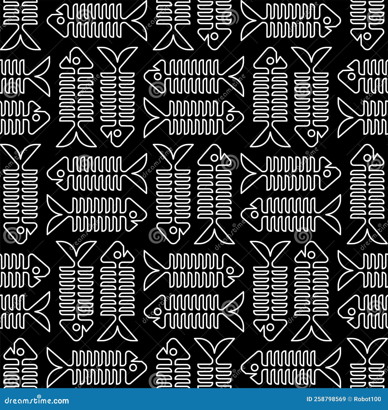 Fish Skeleton Pattern Seamless . Fish Bones Background Stock Vector ...