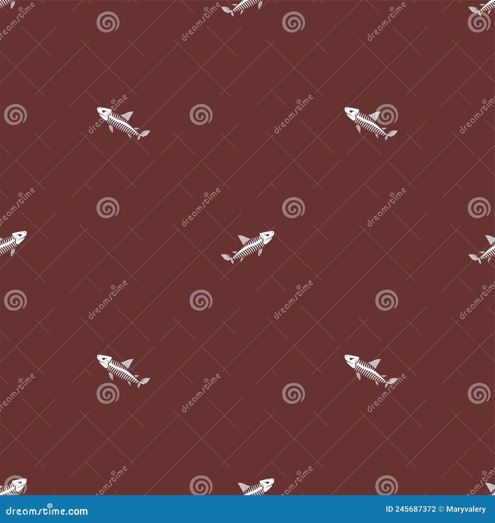 Fish Skeleton Pattern Seamless. Shark Skull Background Stock Vector ...