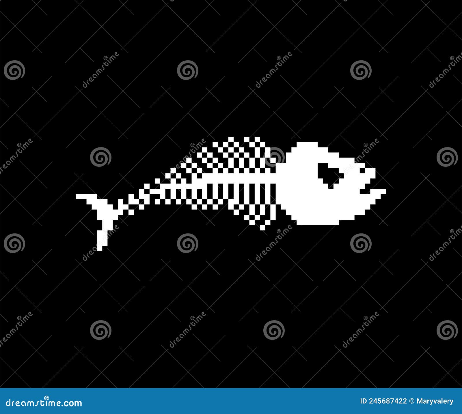 Fish Skeleton Pixel Art. 8 Bit Fish Skull Stock Vector - Illustration ...