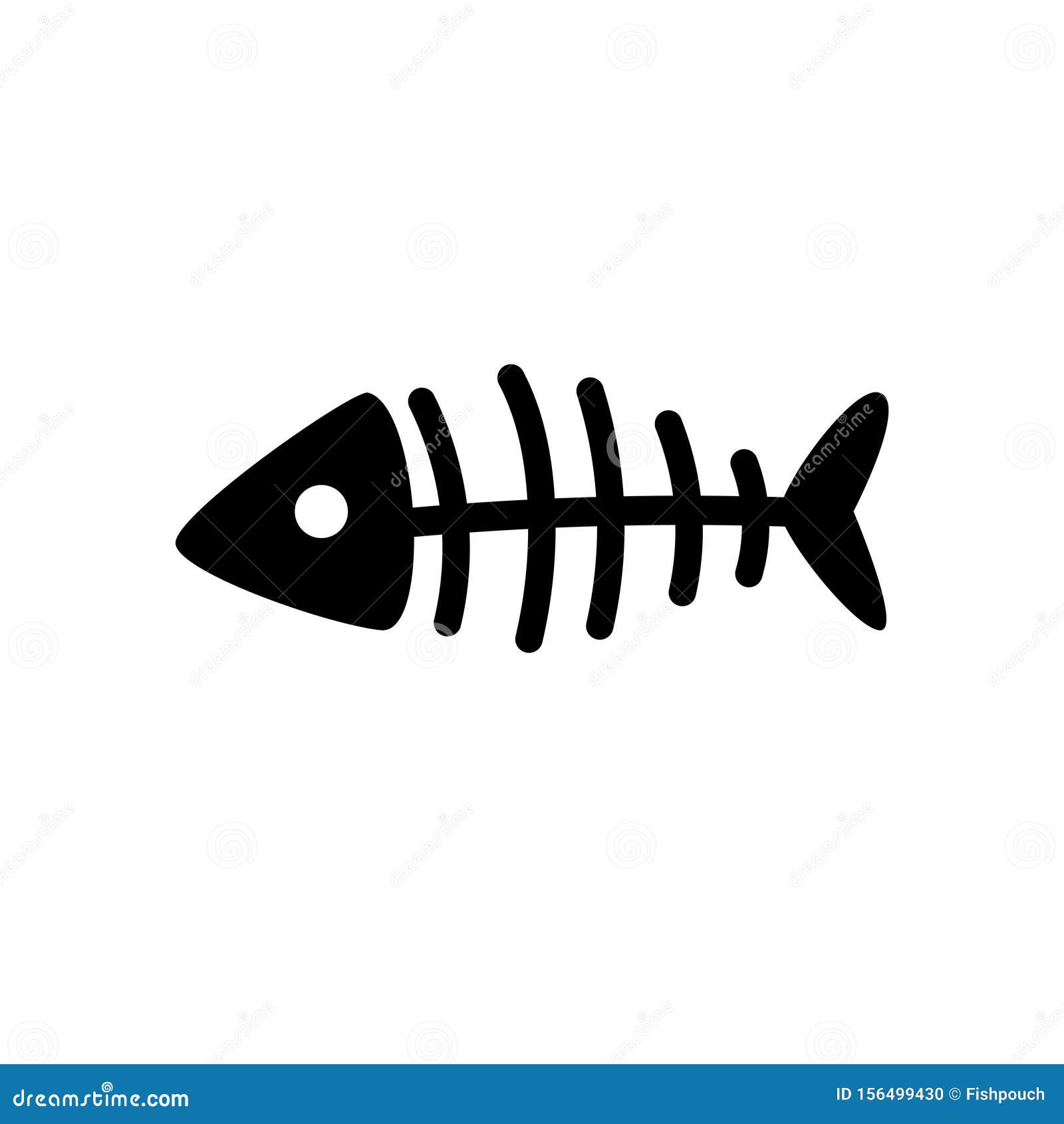 Fish Skeleton Vector Icon. Flat Black Fishbones Symbol on White. Stock ...