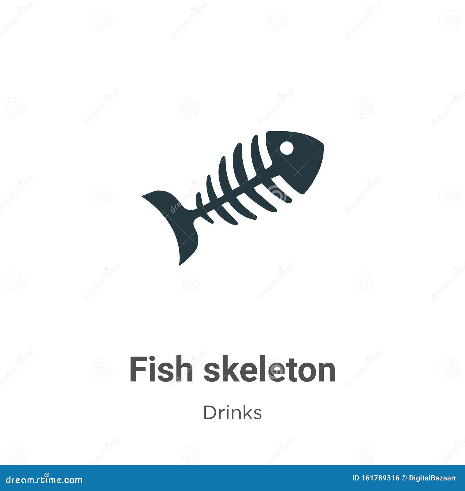 Fish Skeleton Vector Icon On White Background. Flat Vector Fish ...