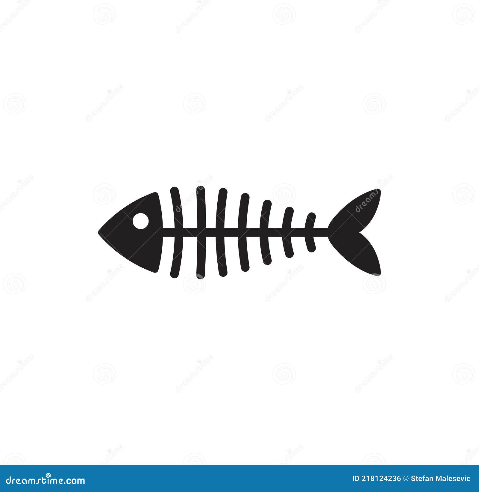 Fish skeleton stock vector. Illustration of outline - 218124236
