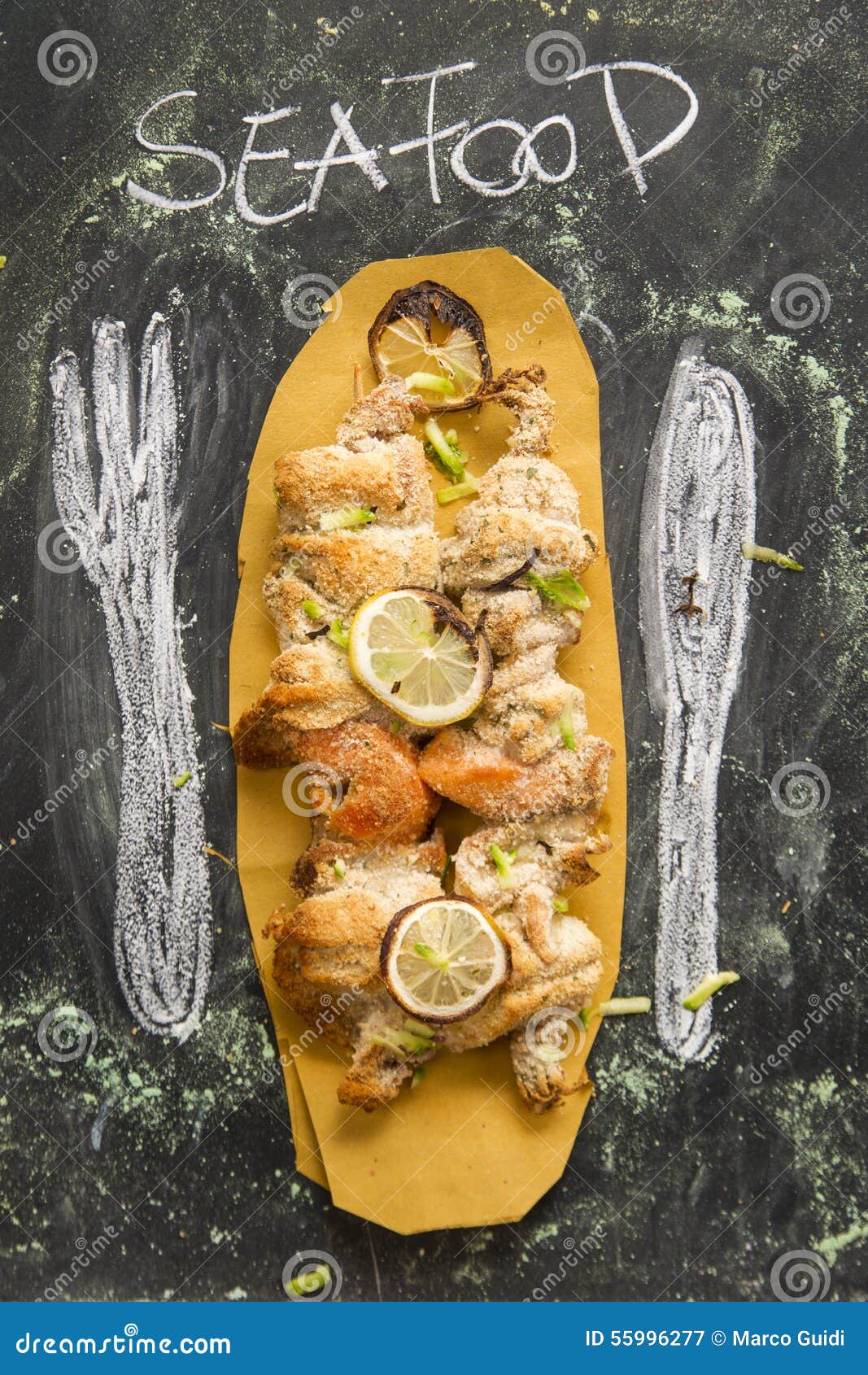 Fish skewer stock image. Image of dinner, delicious, spit - 55996277