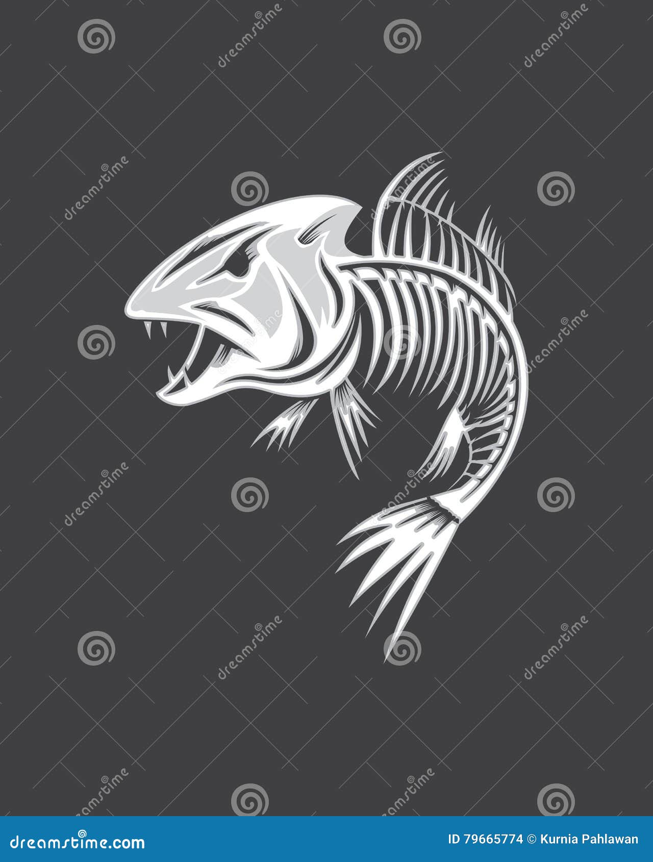 Fish skull stock vector. Illustration of fish, fishing - 79665774