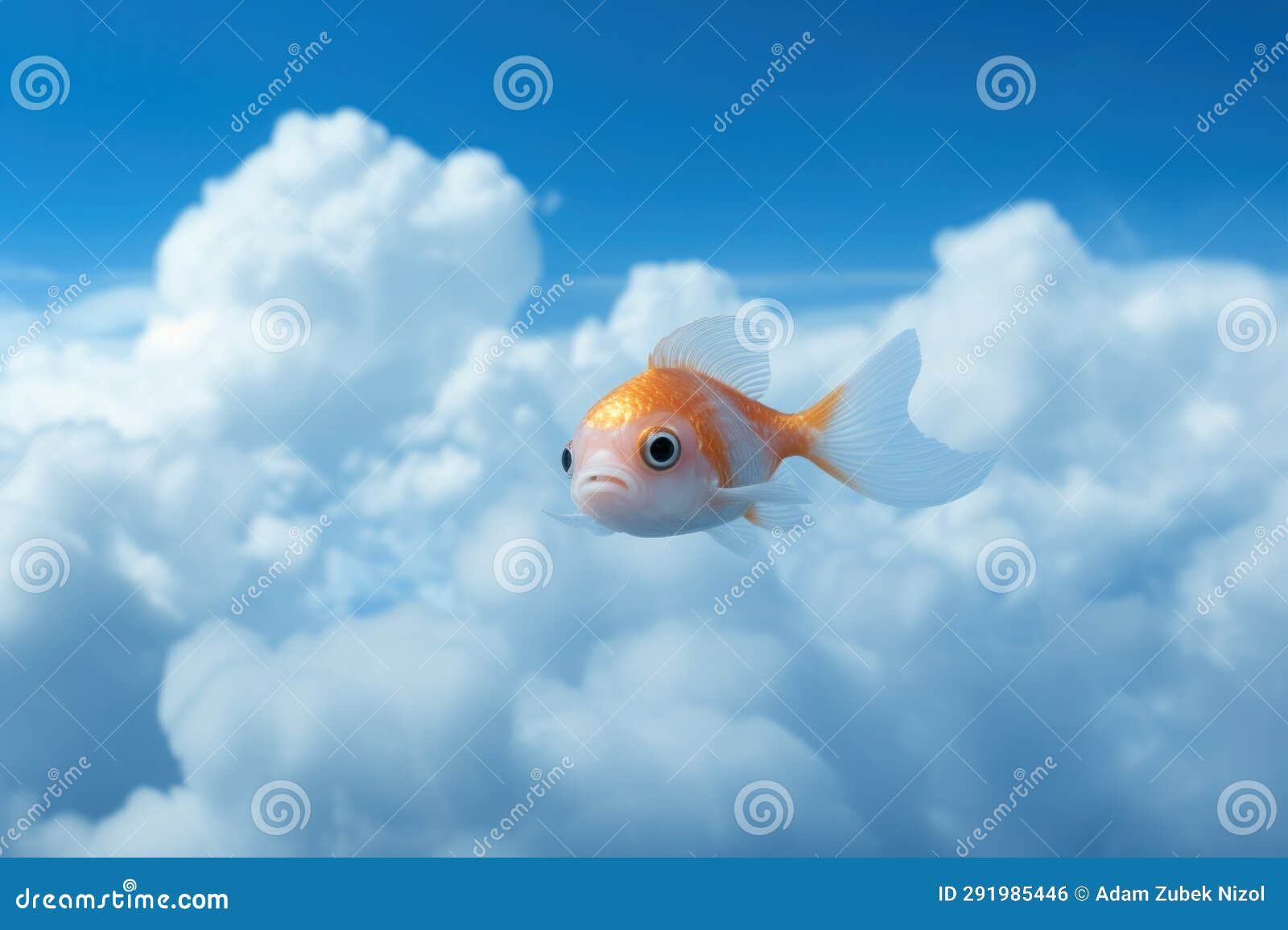 A fish in the sky stock illustration. Illustration of blue - 291985446