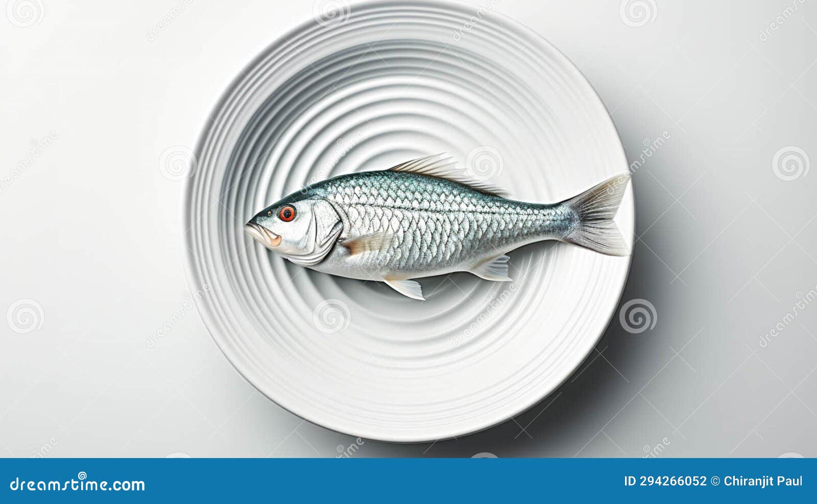 A Fish Slice in White Ceramic Plate Isolated on White Stock Photo ...