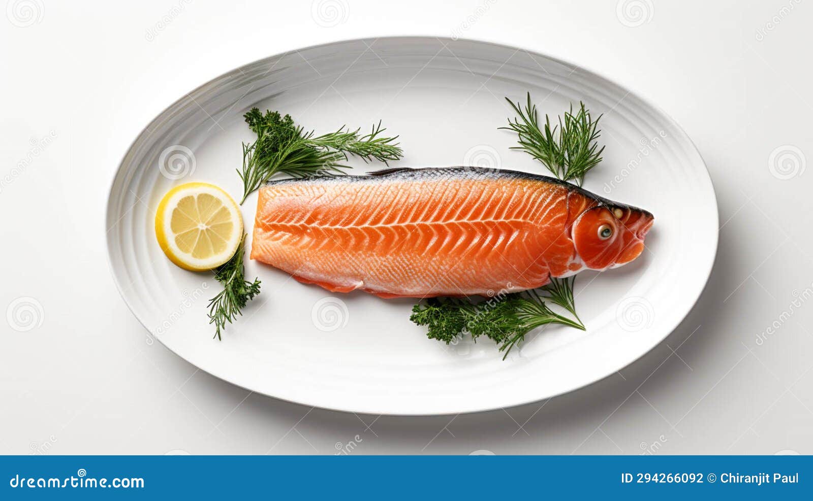 A Fish Slice in White Ceramic Plate Isolated on White Stock Photo ...