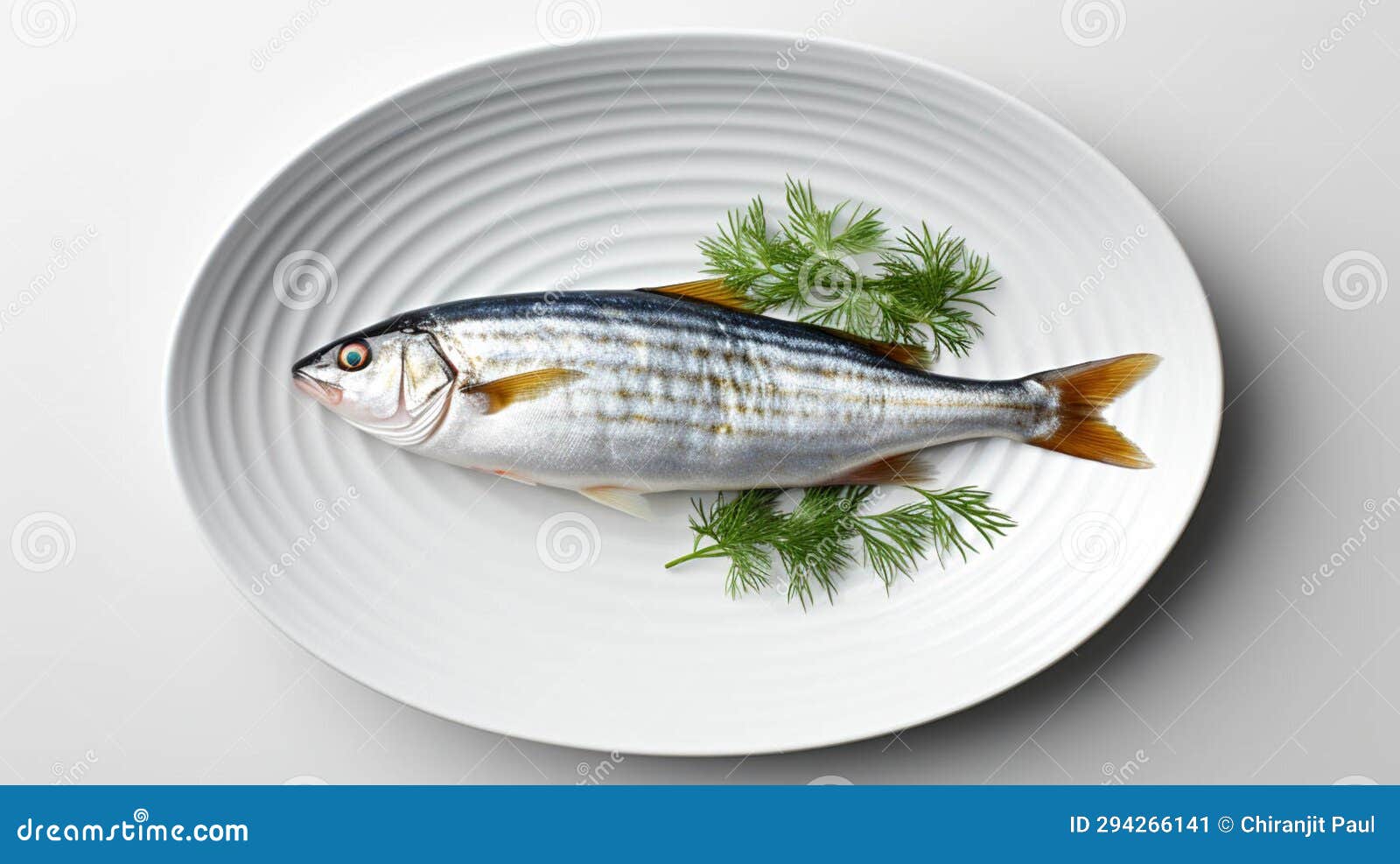 A Fish Slice in White Ceramic Plate Isolated on White Stock Image ...