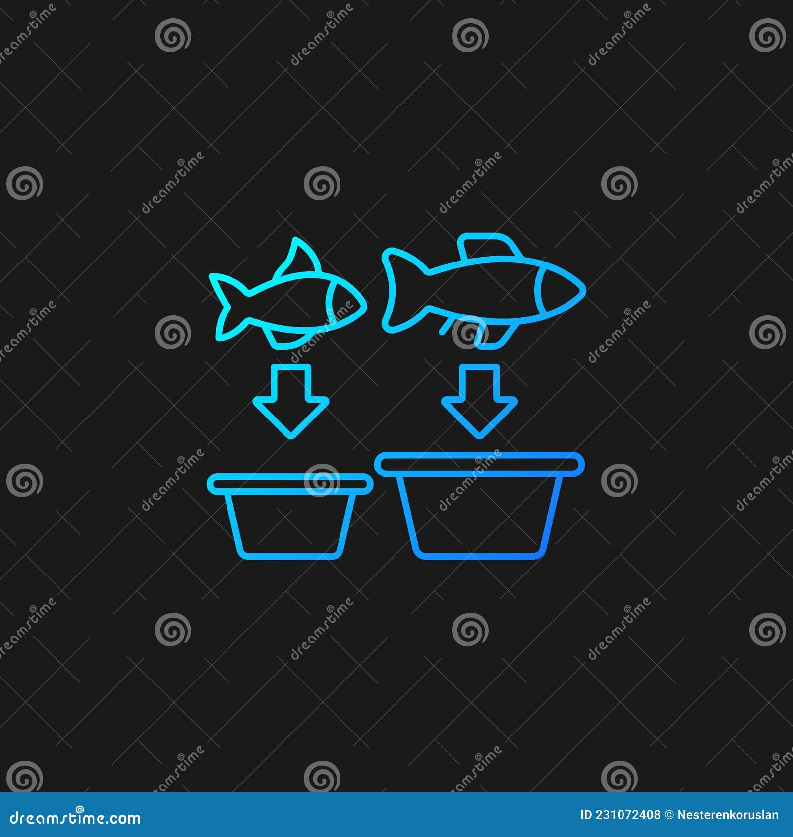 Fish Sorting Gradient Vector Icon for Dark Theme Stock Vector ...